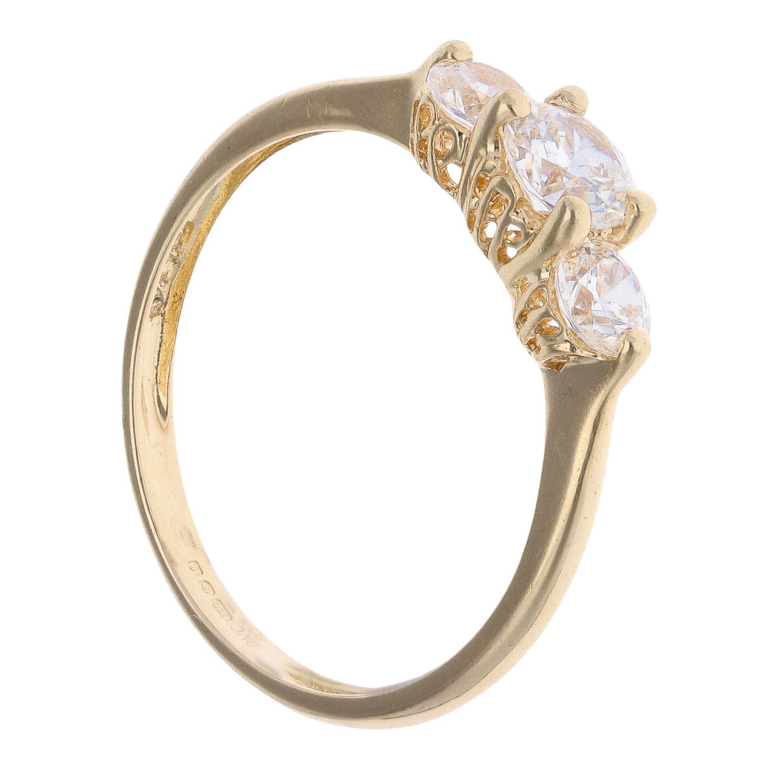18ct Yellow Gold Three Stone Cubic Zirconia Ring RAMS758329958004 ...