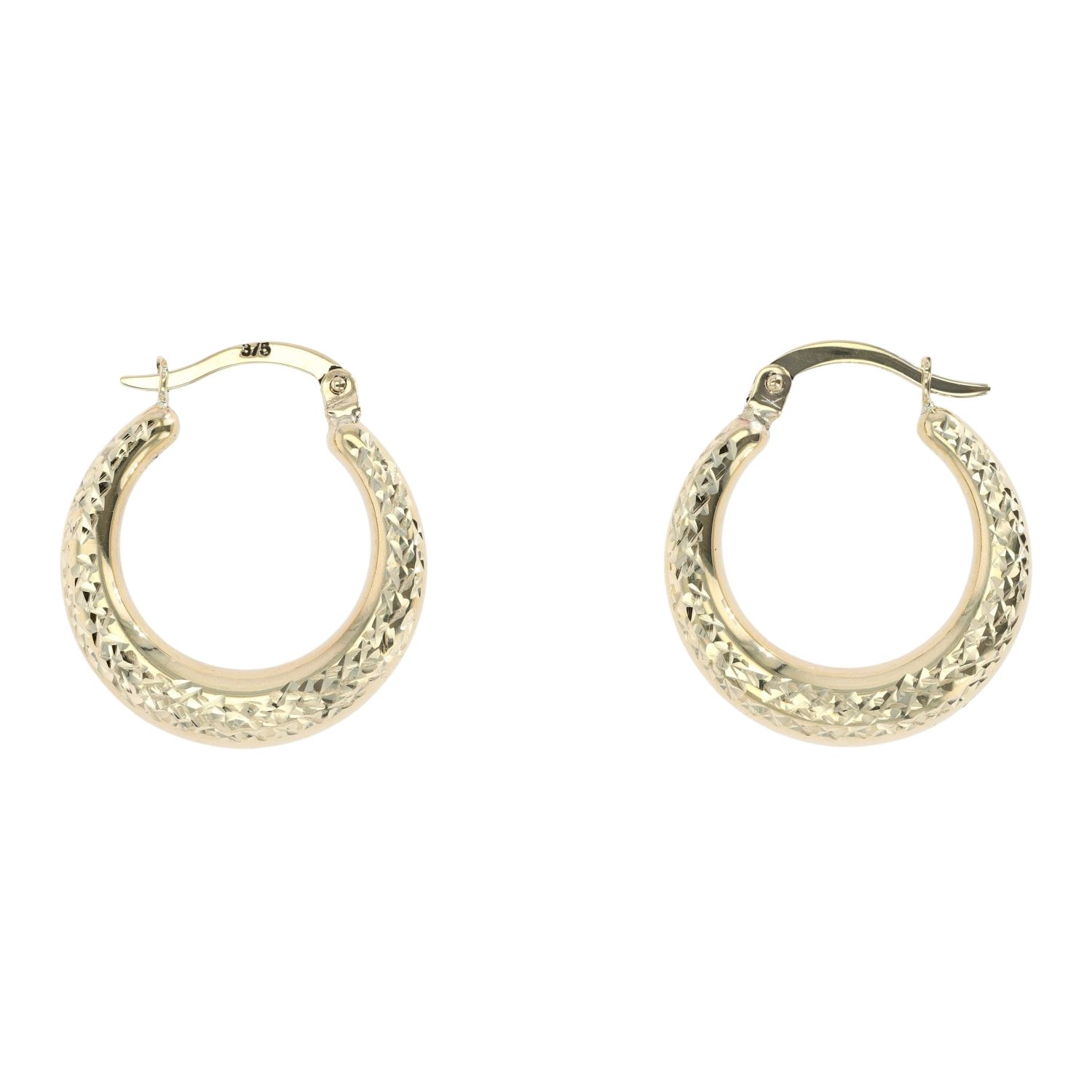 9ct Yellow Gold Diamond Cut Creole Earrings RAMS4430000140 | Ramsdens ...