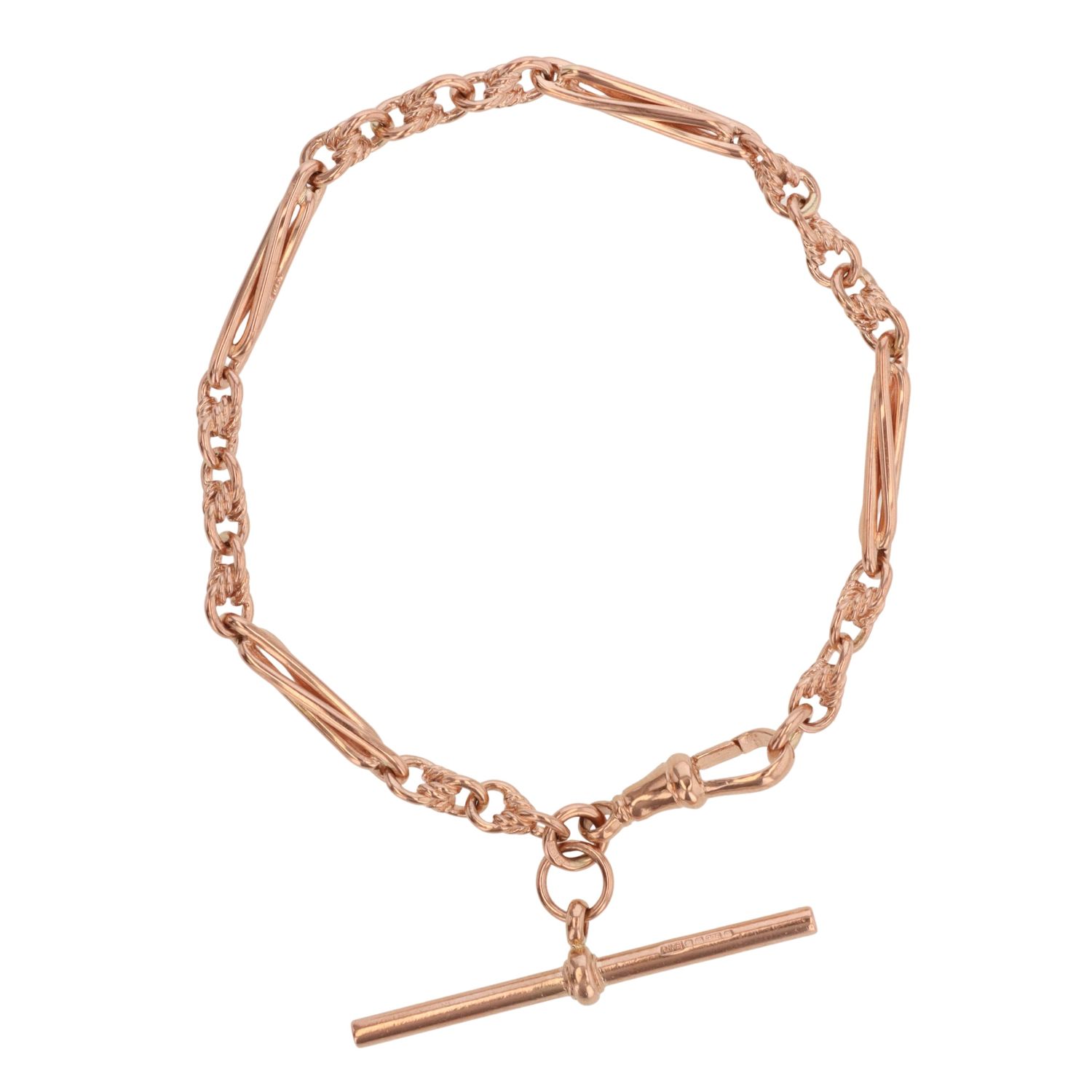 9ct Rose Gold T-Bar Fancy Bracelet 7.5" RAMS713371029002 | Ramsdens ...