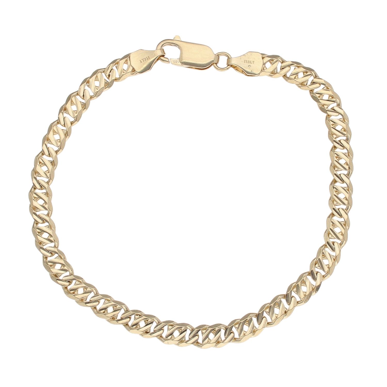 9ct Yellow Gold Double Curb Bracelet 7.5" RAMS676343269004 | Ramsdens ...