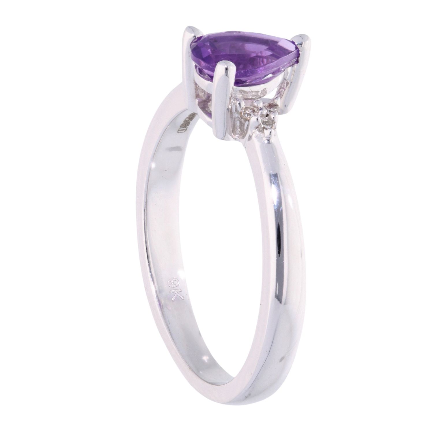 9ct White Gold Amethyst and Diamond Pear Ring | Ramsdens Jewellery
