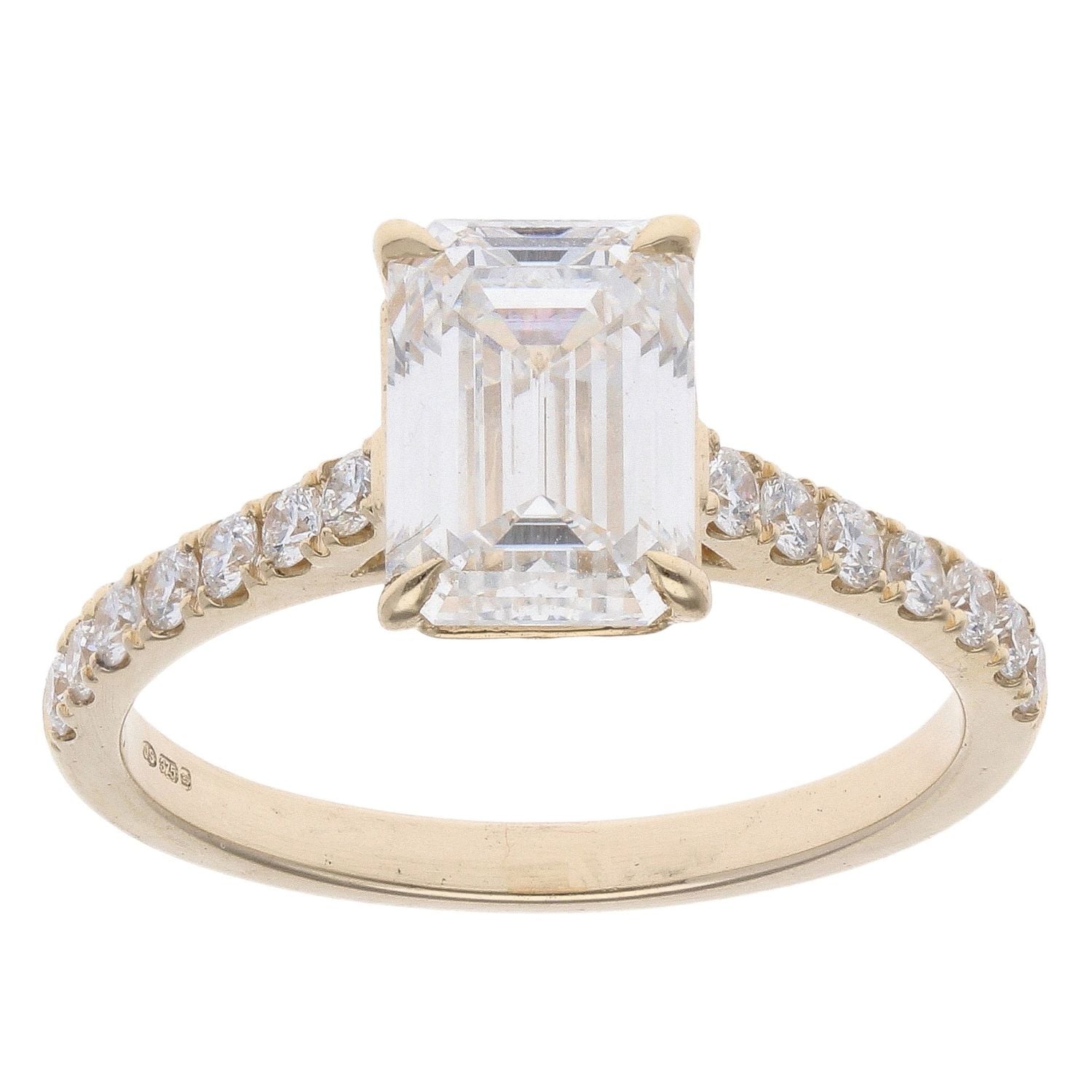 9ct Yellow Gold 2.65ct Emerald Cut Lab Grown Diamond Solitaire Ring ...