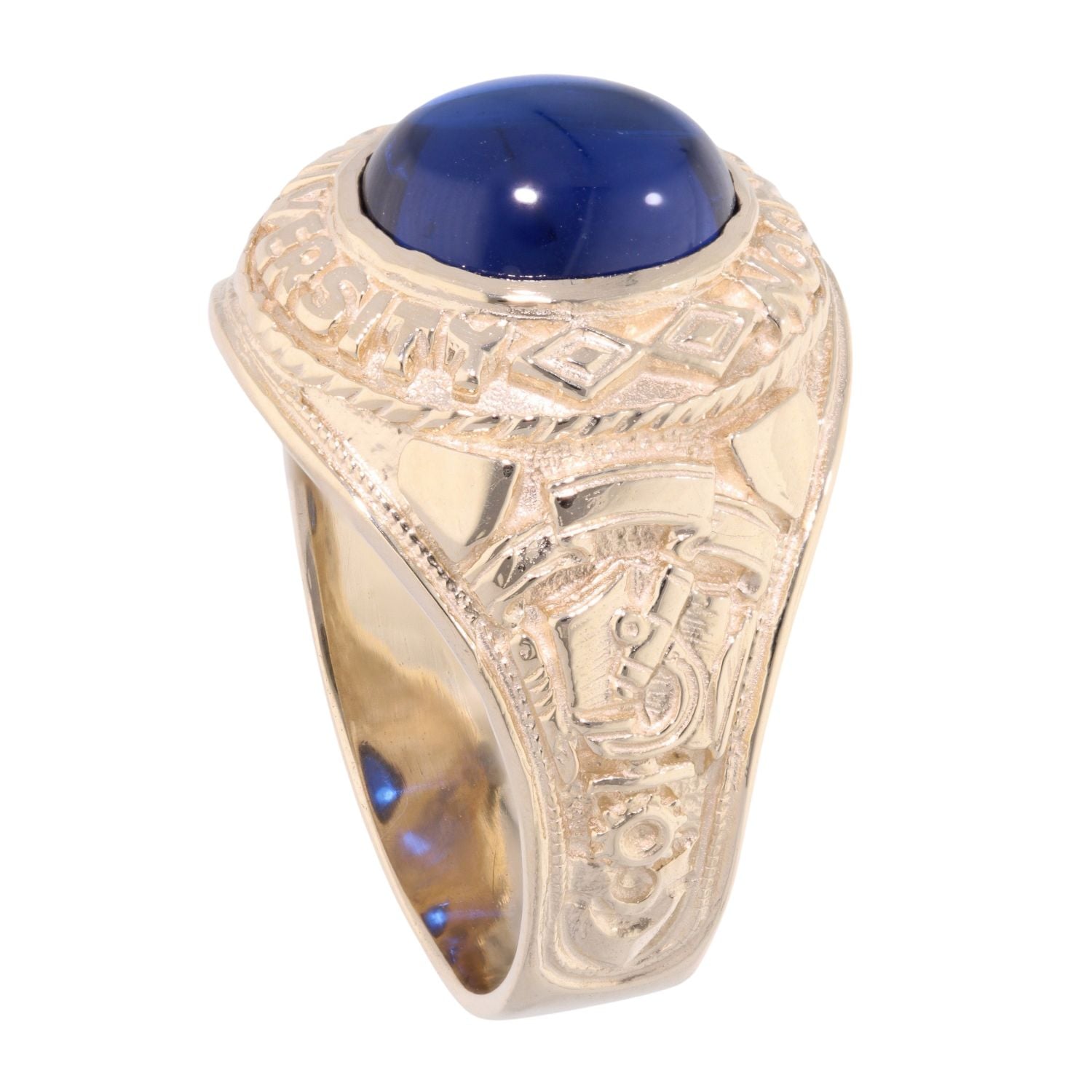 9ct Yellow Gold Blue Gemstone College Ring RAMS1900000189 | Ramsdens ...