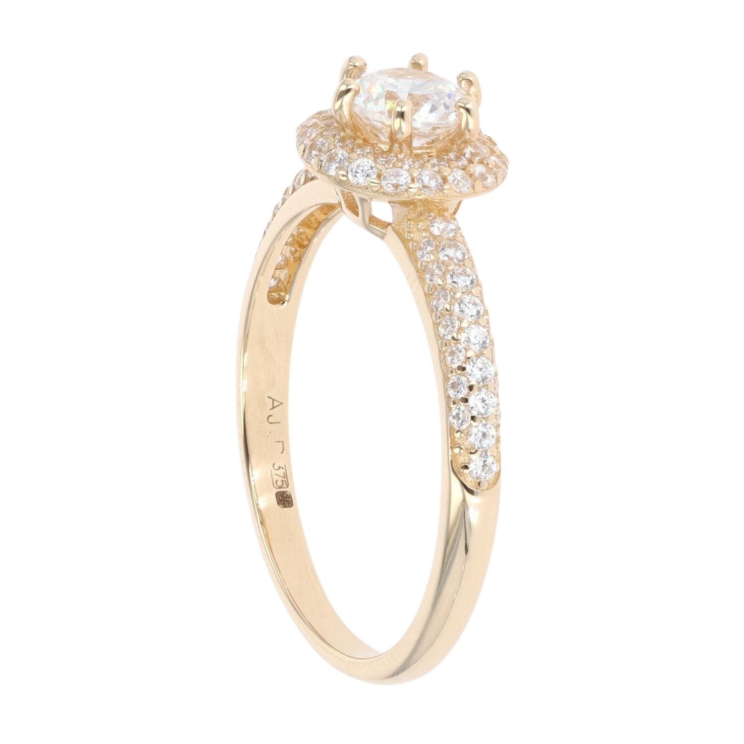 9ct Yellow Gold Cubic Zirconia Halo Ring | Ramsdens Jewellery