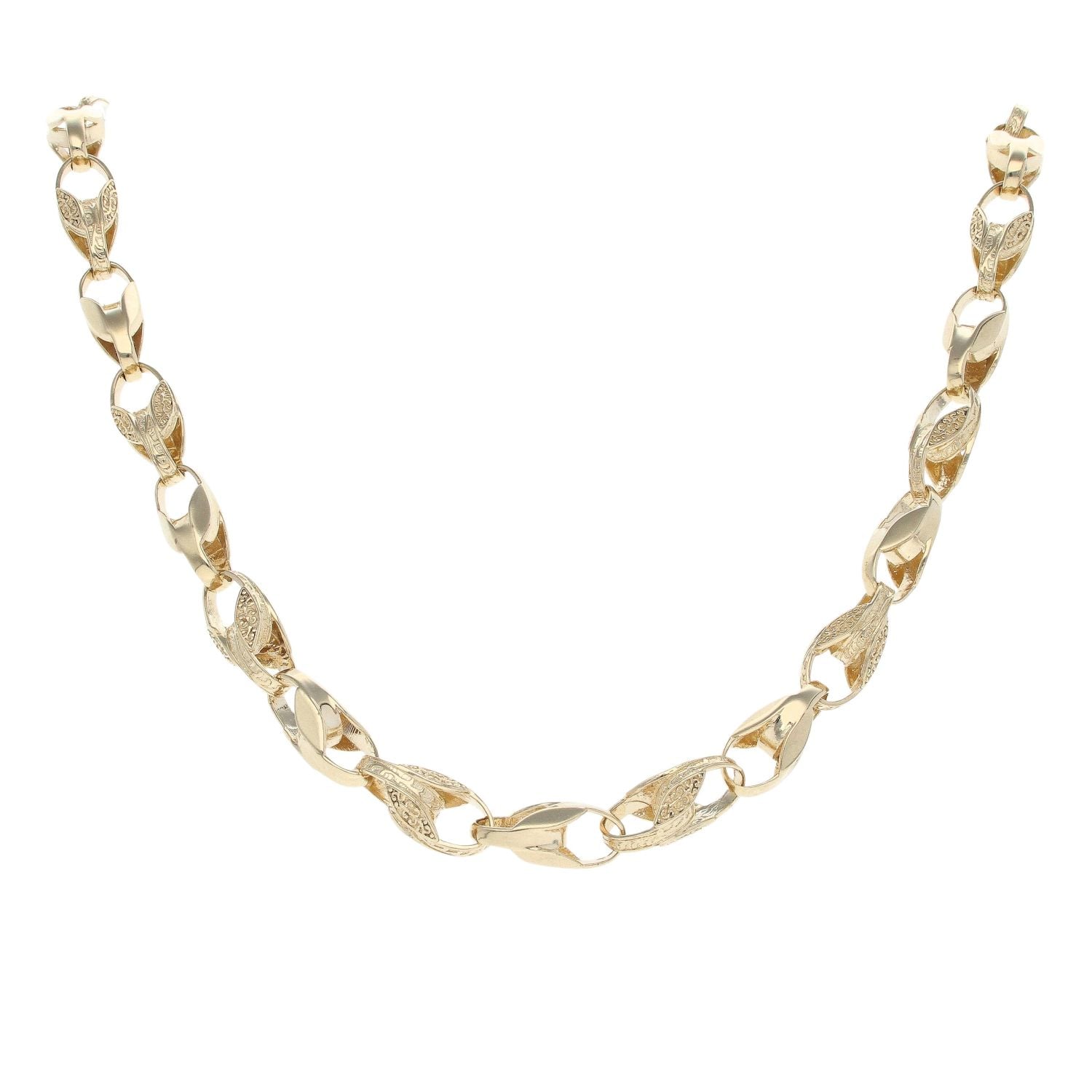 9ct Yellow Gold Patterned And Plain Tulip Chain 20" RAMS216300240401 ...