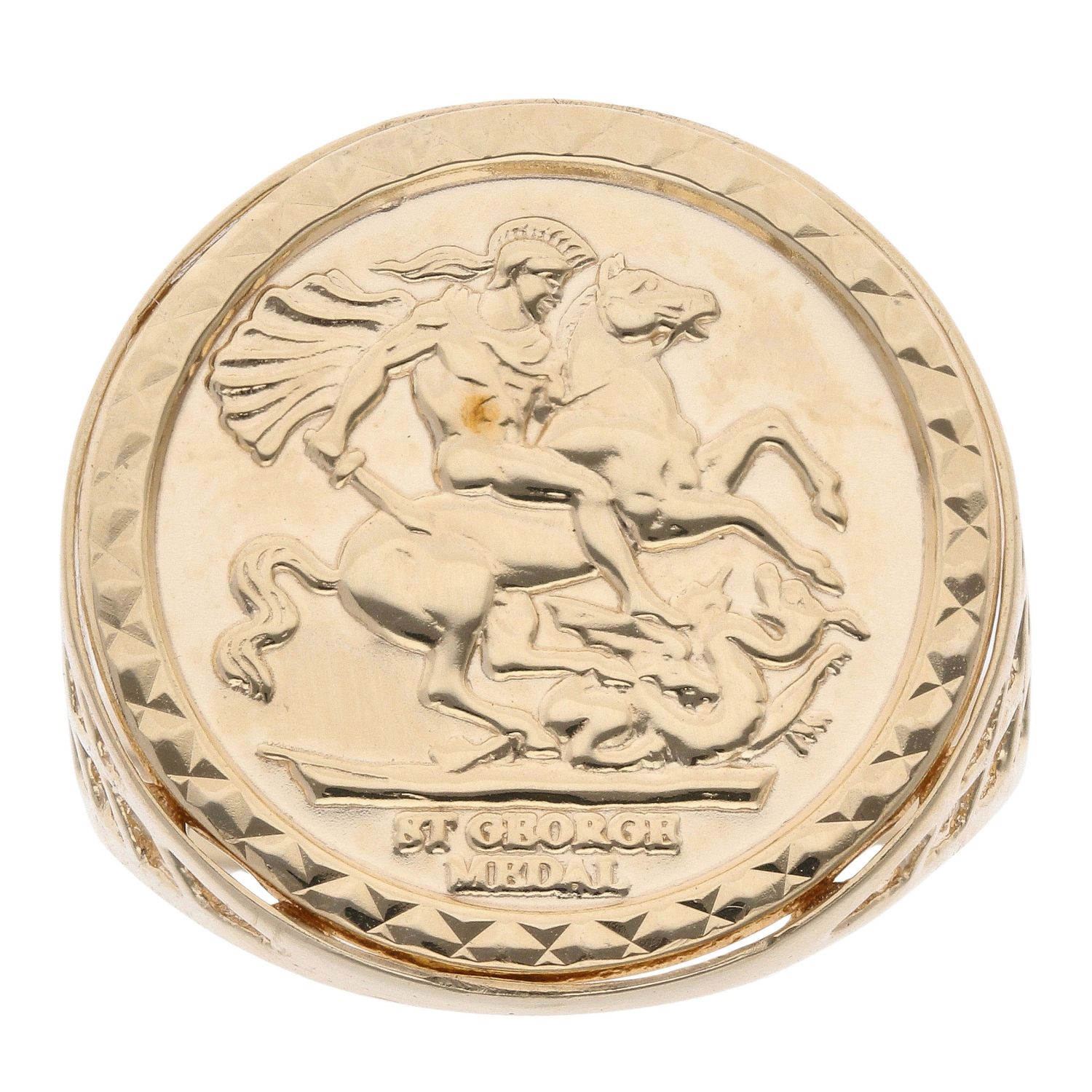 9ct Yellow Gold St George Coin Ring RAMS910367666004 | Ramsdens Jewellery