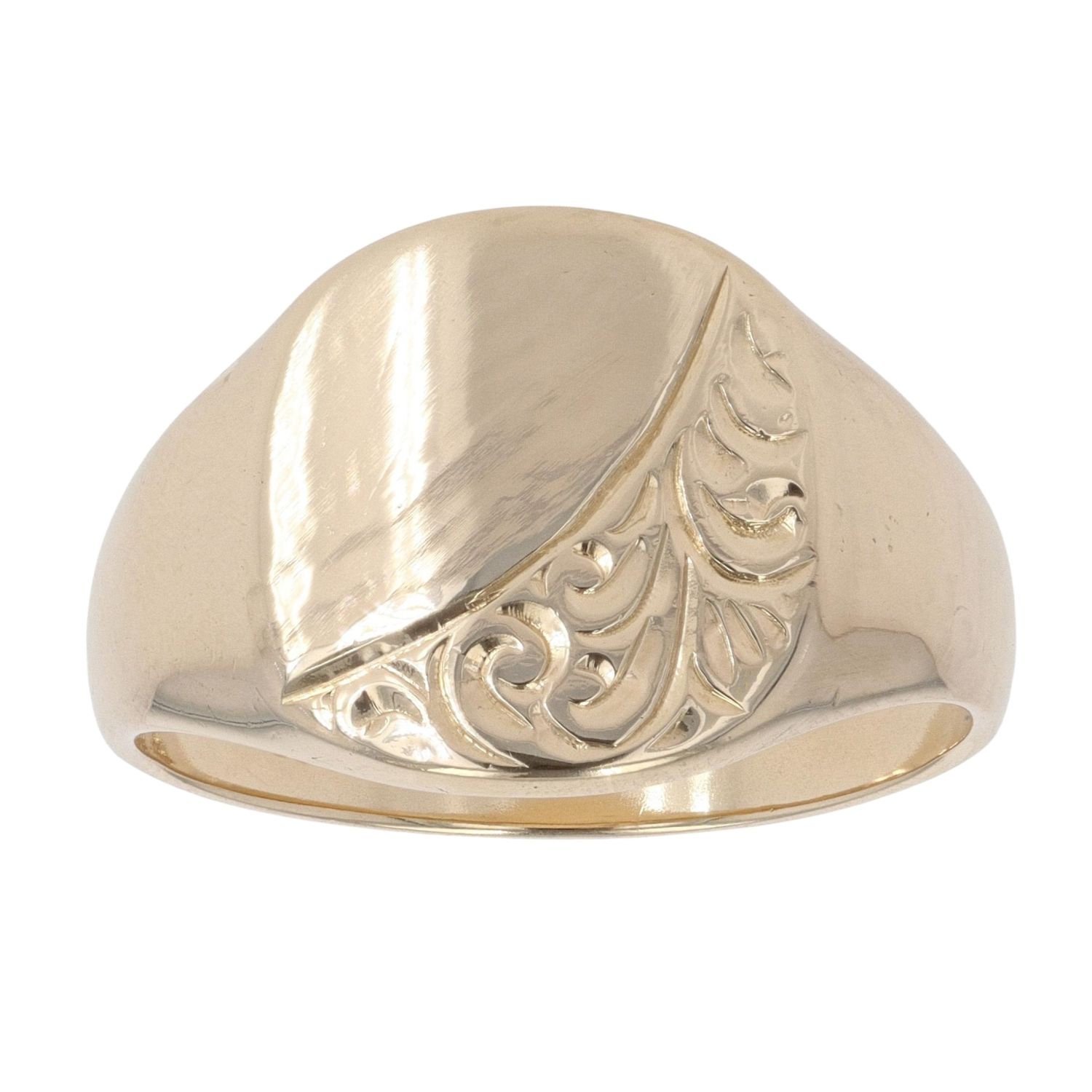 9ct Yellow Gold Patterned Signet Ring RAMS915348680004 | Ramsdens Jewellery