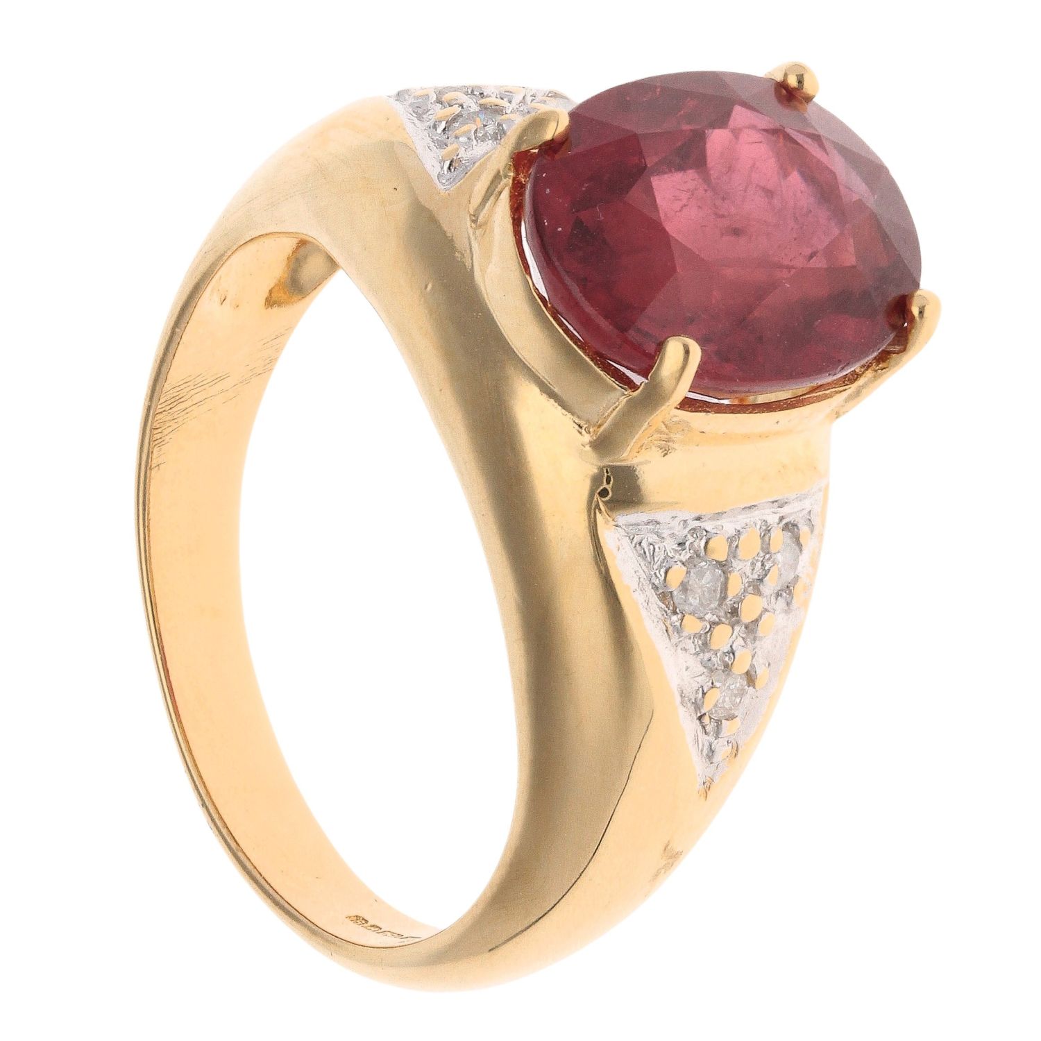 18ct Yellow Gold 0.05ct Diamond And Composite Ruby Ring ...