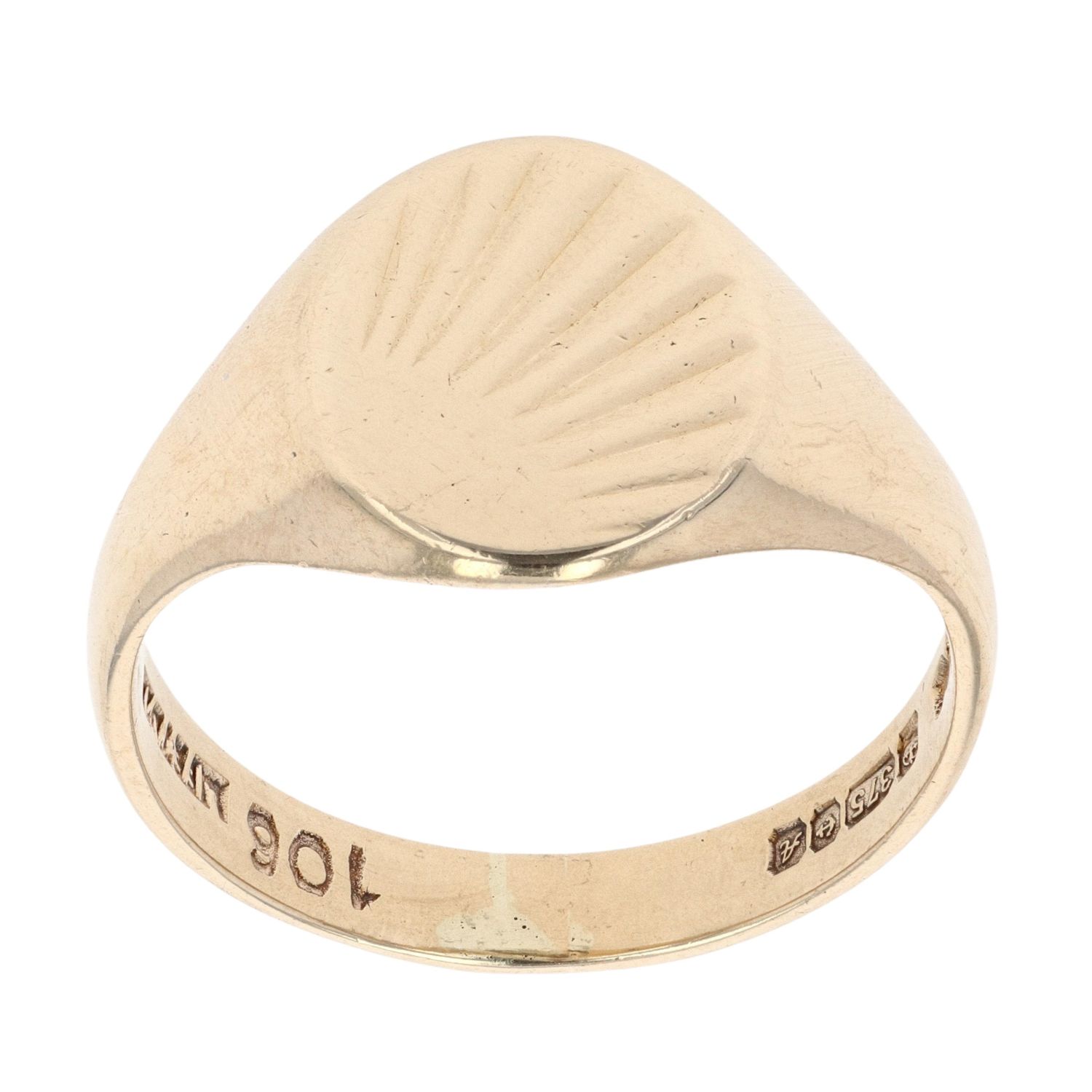9ct Yellow Gold Oval Patterned Signet Ring RAMS997302894001 | Ramsdens ...