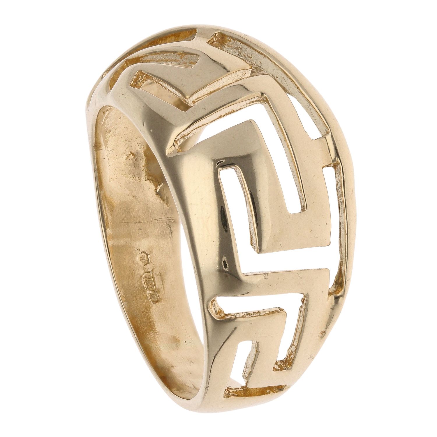 18ct Yellow Gold Greek Key Signet Ring RAMS557342099003 | Ramsdens ...