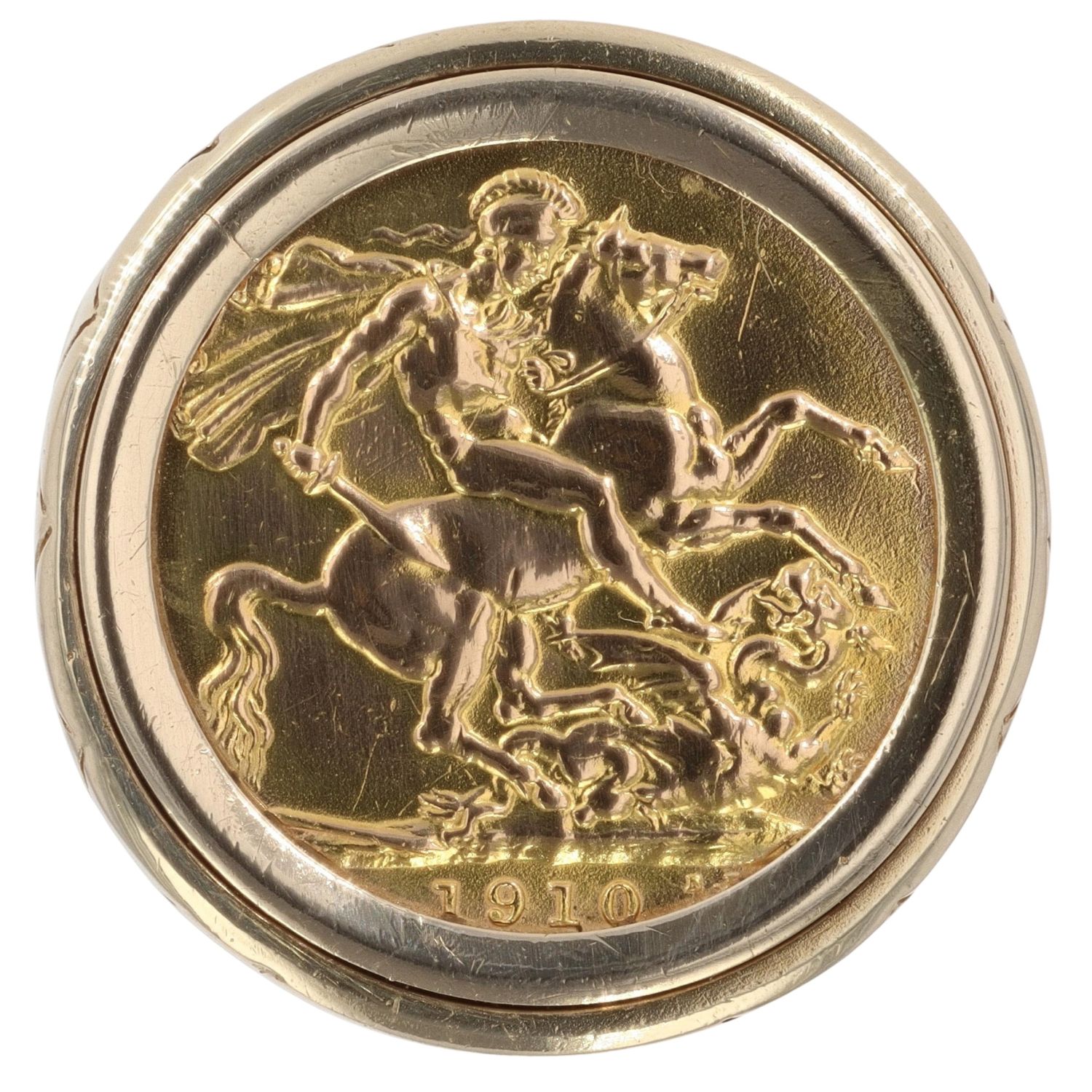 9ct Yellow Gold 1910 Edward VII Full Sovereign Coin Ring ...