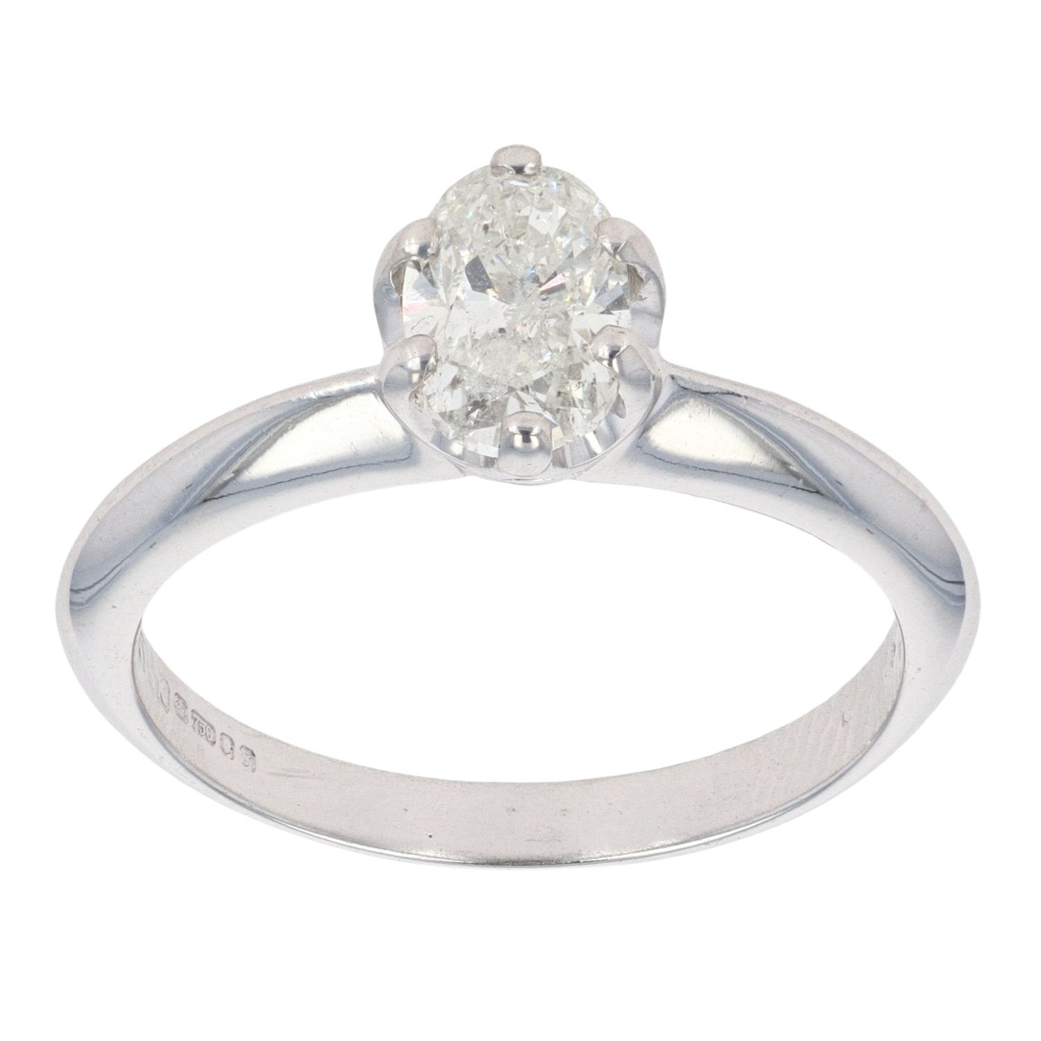 18ct White Gold Oval Cut 0.75ct Diamond Solitaire Ring RAMS744280676012 | Ramsdens Jewellery