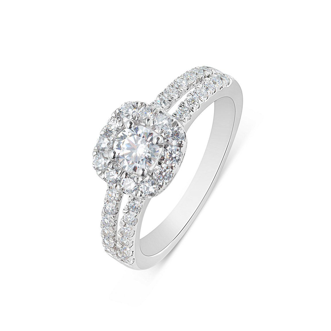 9ct White Gold 1.00ct Diamond Solitaire Halo Ring G VS And Lab Grown RAMSR4729-LGD-SR9W ...