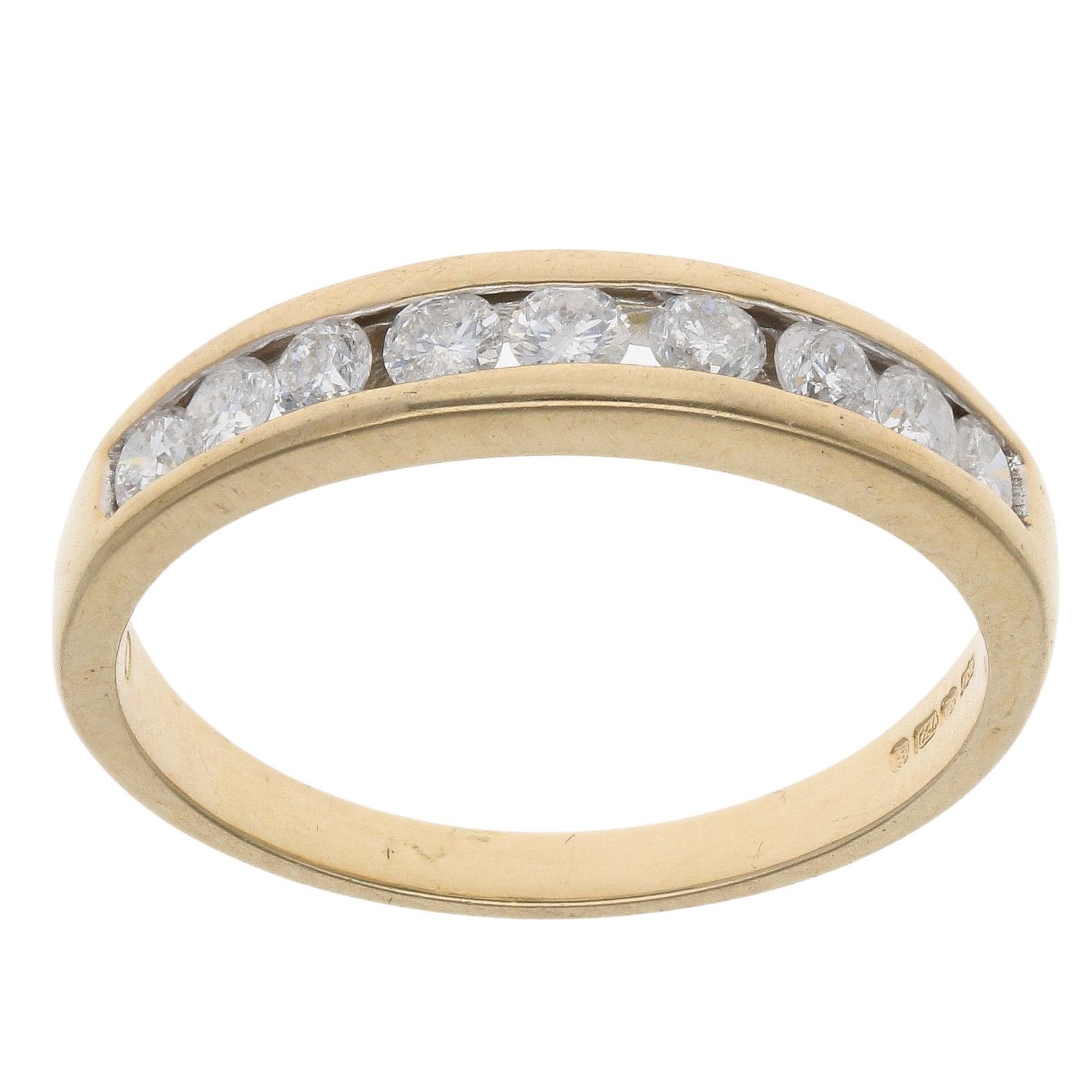 18ct Yellow Gold 0.50ct Brilliant Cut Diamond Half Eternity Ring ...