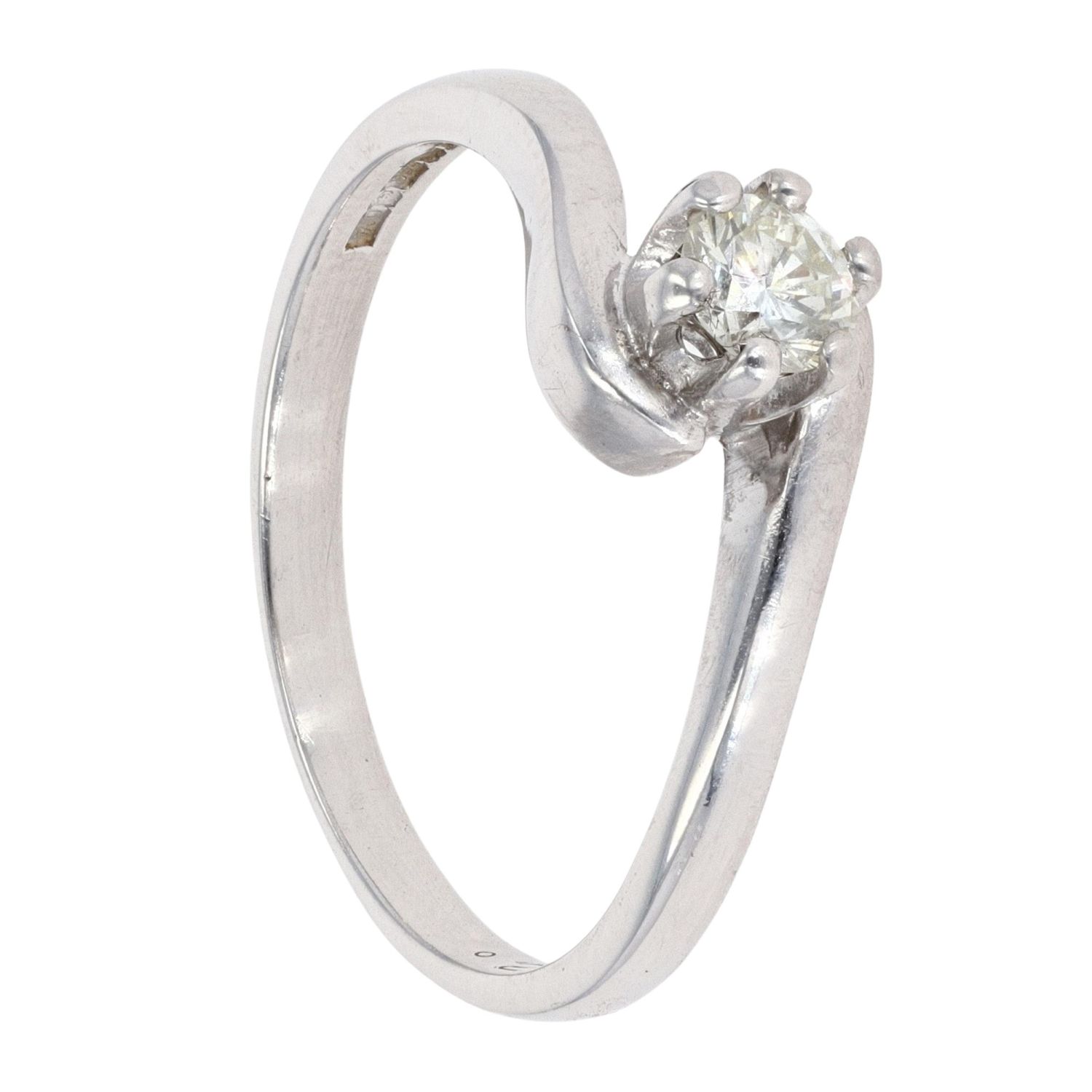 18ct White Gold 0.20ct Diamond Twist Solitaire Ring RAMS998287156012 ...
