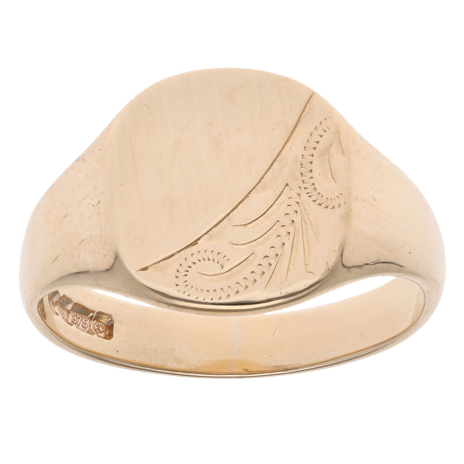 9ct Yellow Gold Patterned Signet Ring RAMS959355642007 | Ramsdens Jewellery