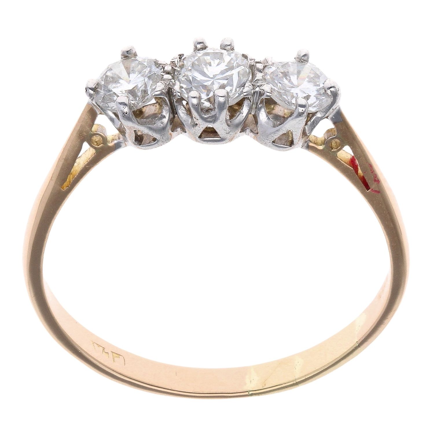 18ct Yellow Gold Diamond 0.85ct Trilogy Ring RAMS749308439012 ...