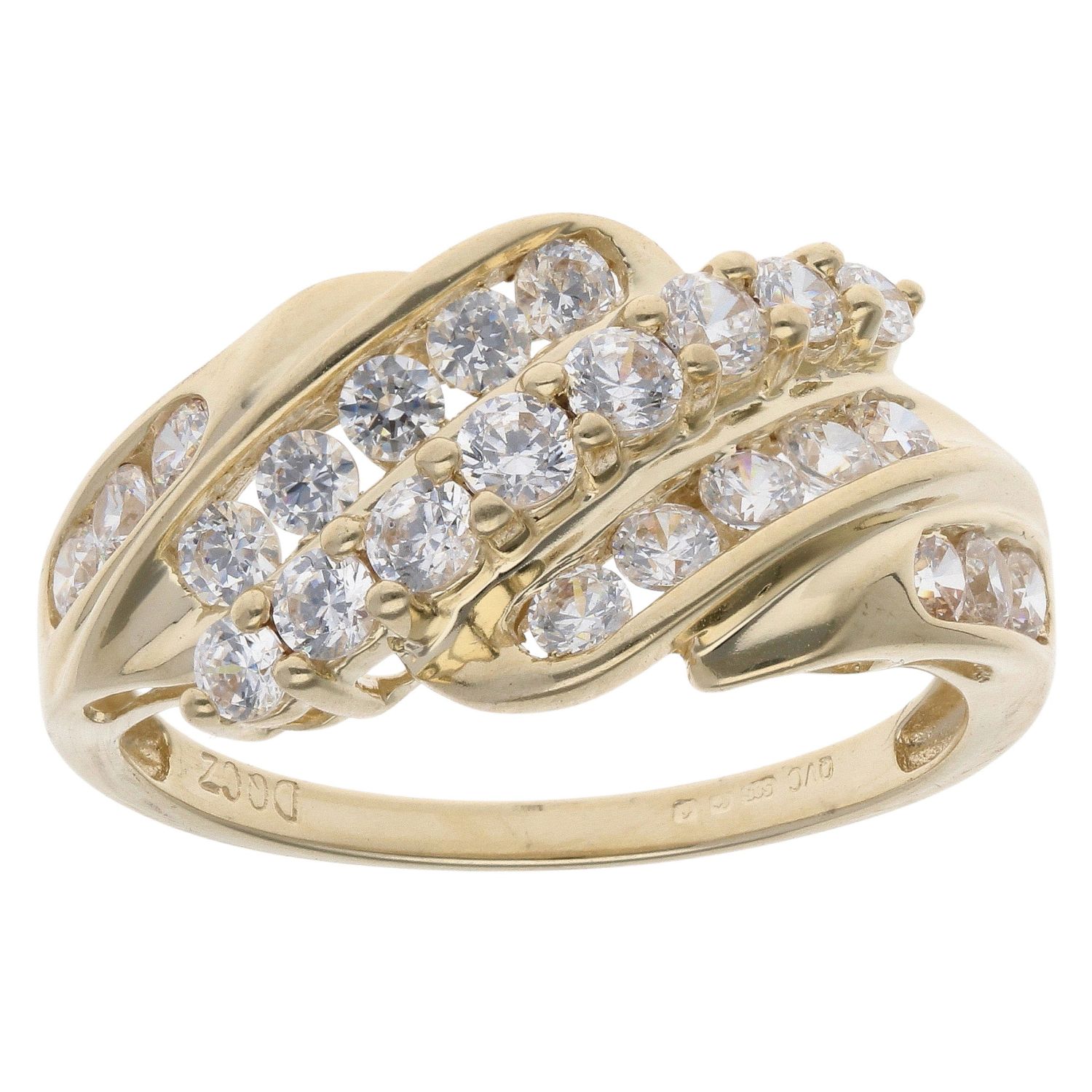 14ct Yellow Gold Cubic Zirconia Five Row Ring RAMS963367603007 ...