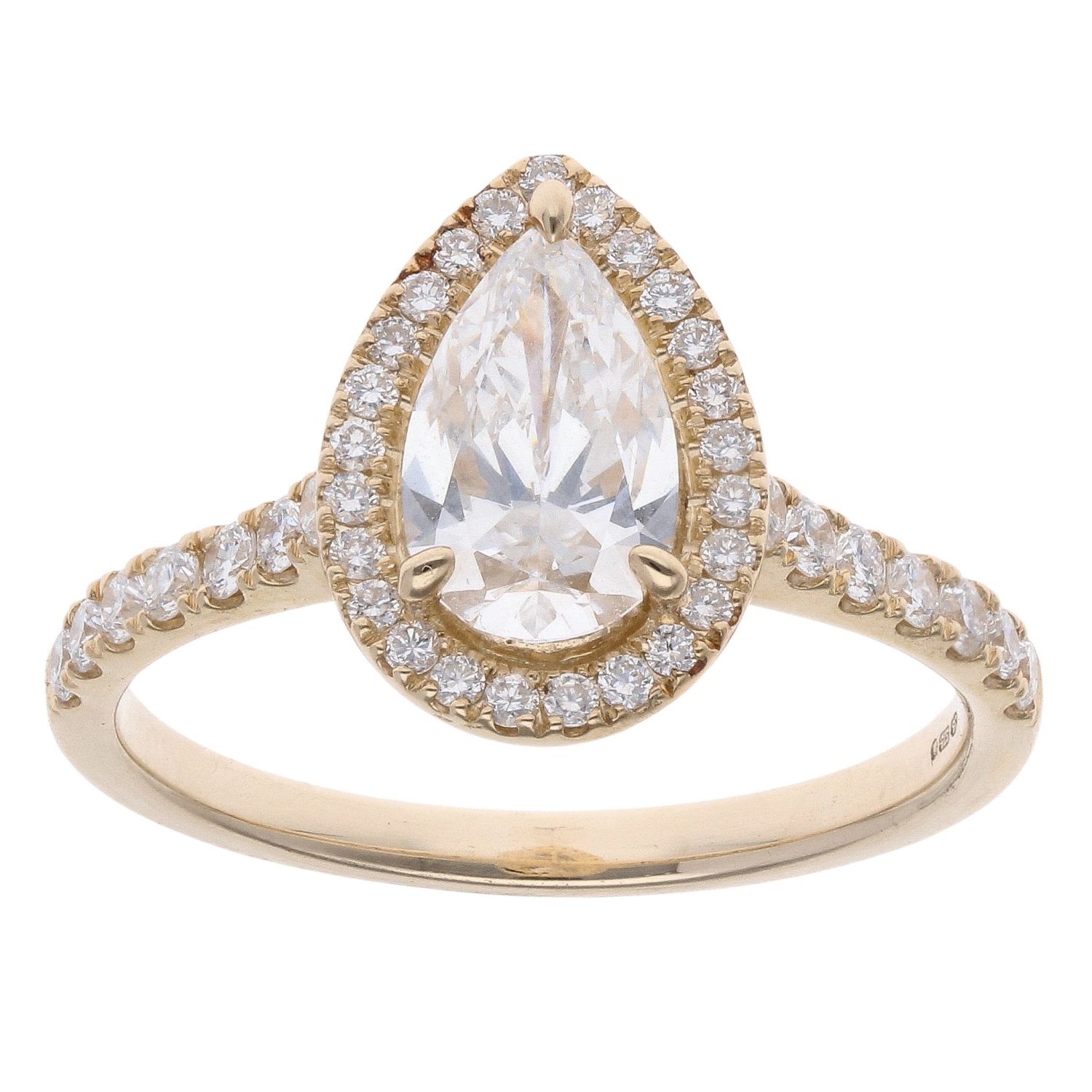 9ct Yellow Gold 1.75ct Pear And Brilliant Cut Lab Grown Diamond Cluster ...