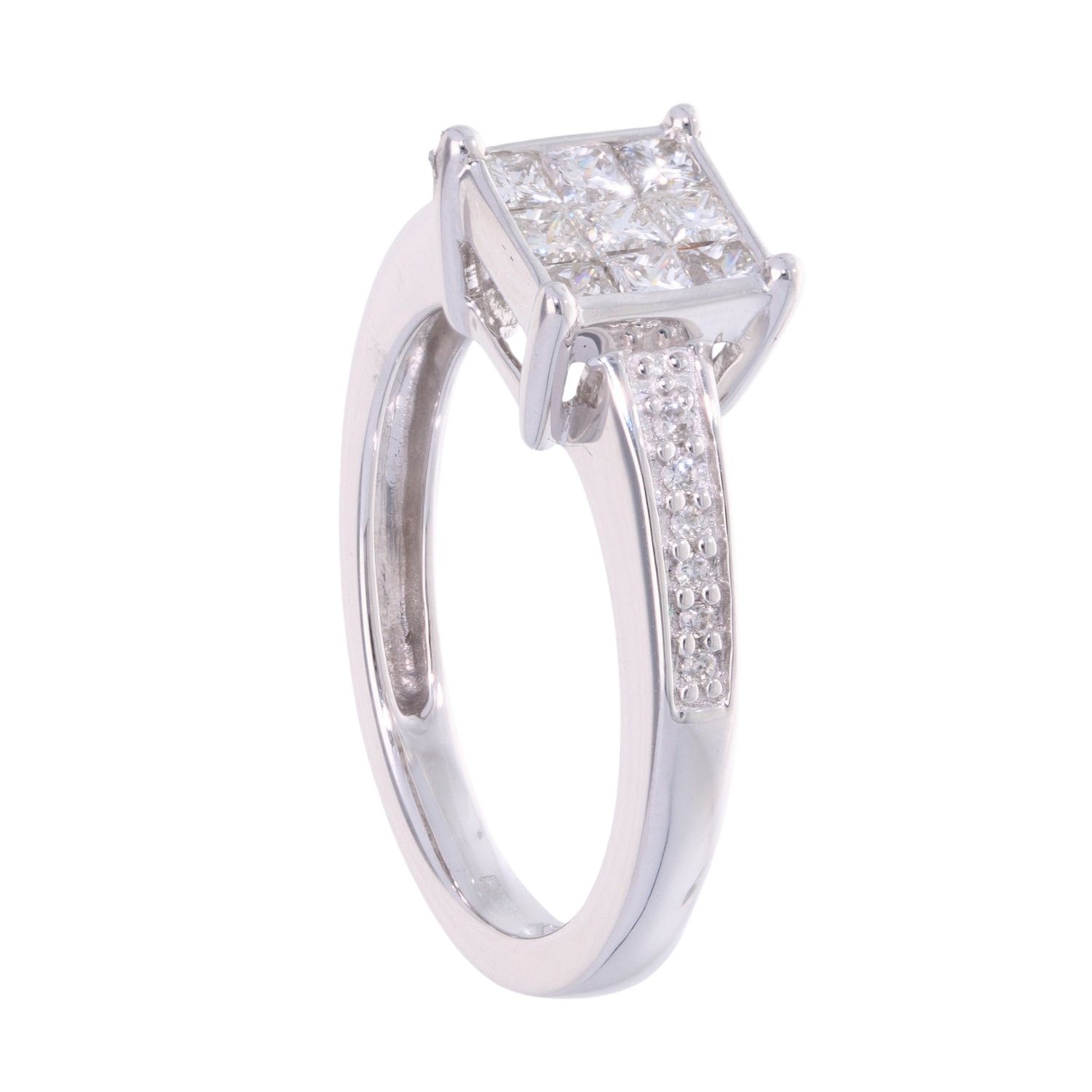18ct White Gold 0.50ct Diamond Princess Cluster Ring | Ramsdens Jewellery