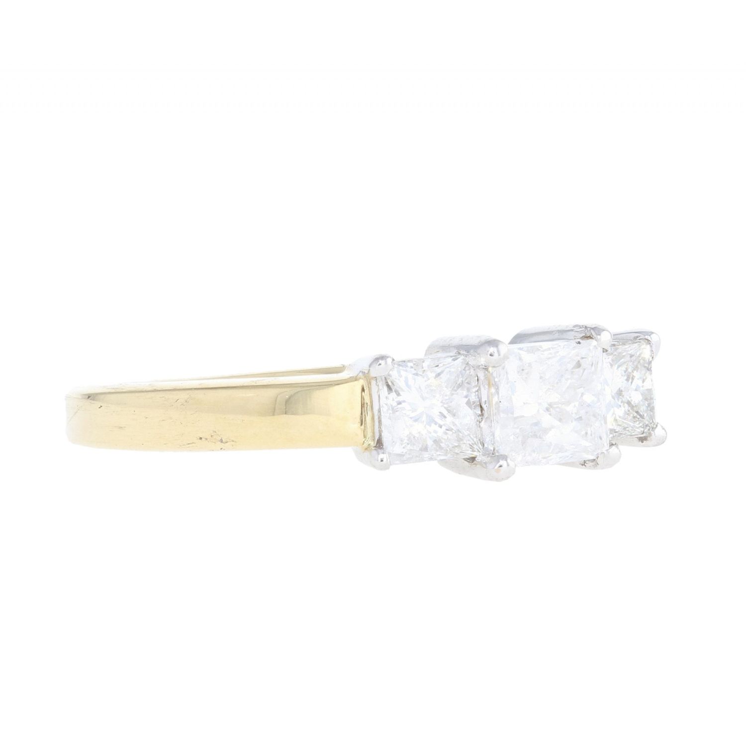 18ct Yellow Gold 1.02ct Princess Cut Diamond Trilogy Ring RAMS1192-4 ...