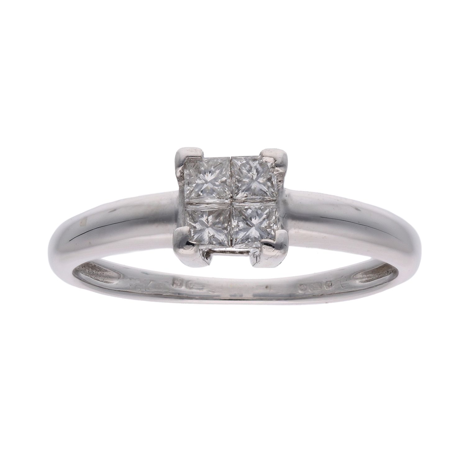 18ct White Gold 0.40ct Diamond Princess Cut Cluster Ring ...