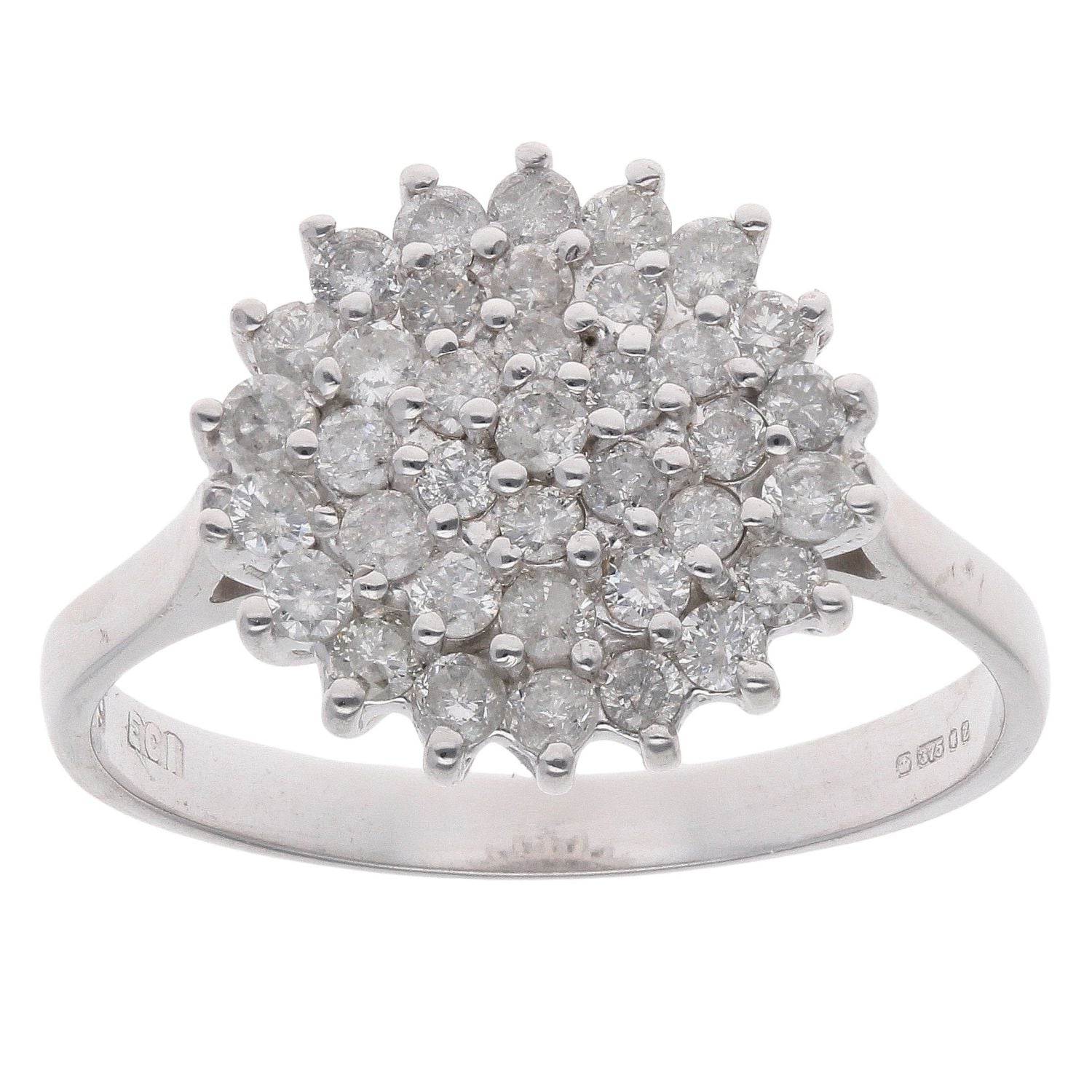9ct White Gold 0.79ct Brilliant Cut Diamond Cluster Ring RAMS713364207007 | Ramsdens Jewellery