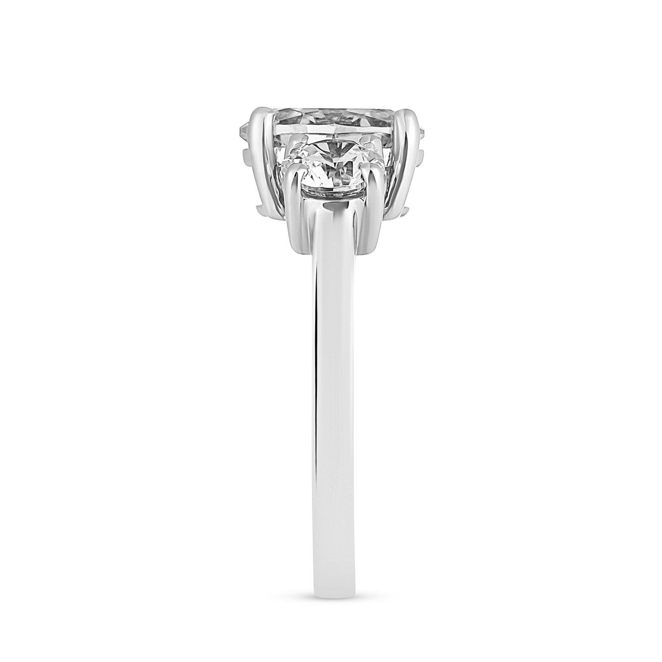 9ct White Gold 2.50ct Mixed Shape Trilogy Diamond Ring (Oval And Round ...
