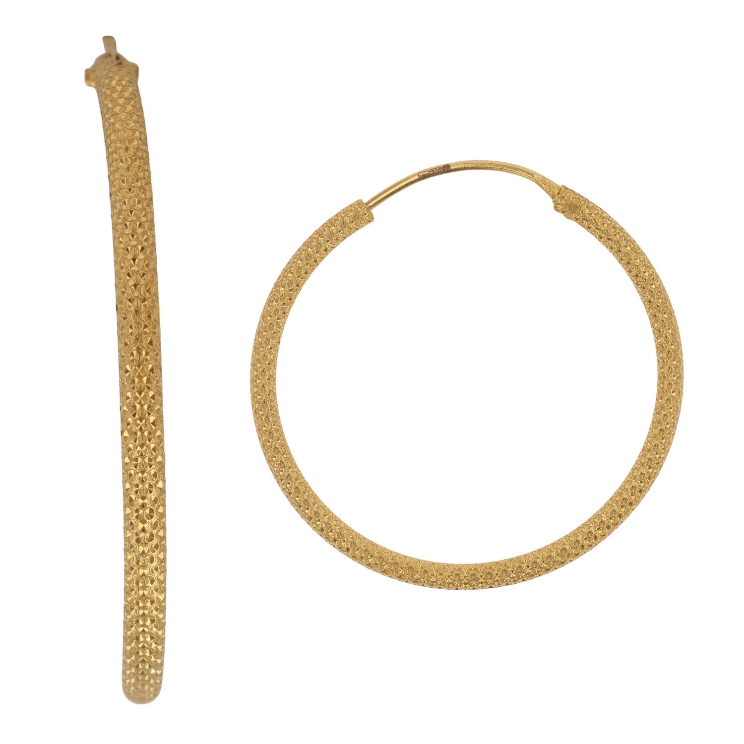 22ct Yellow Gold Diamond Cut Hoop Earrings RAMS2450000014 | Ramsdens ...