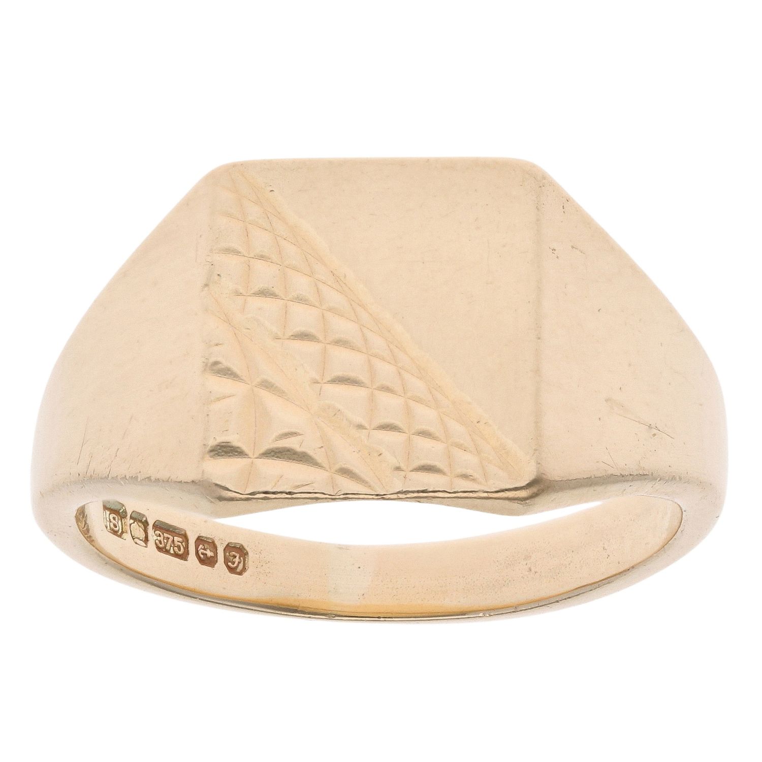 9ct Yellow Gold Patterned Signet Ring RAMS186356529002 | Ramsdens Jewellery