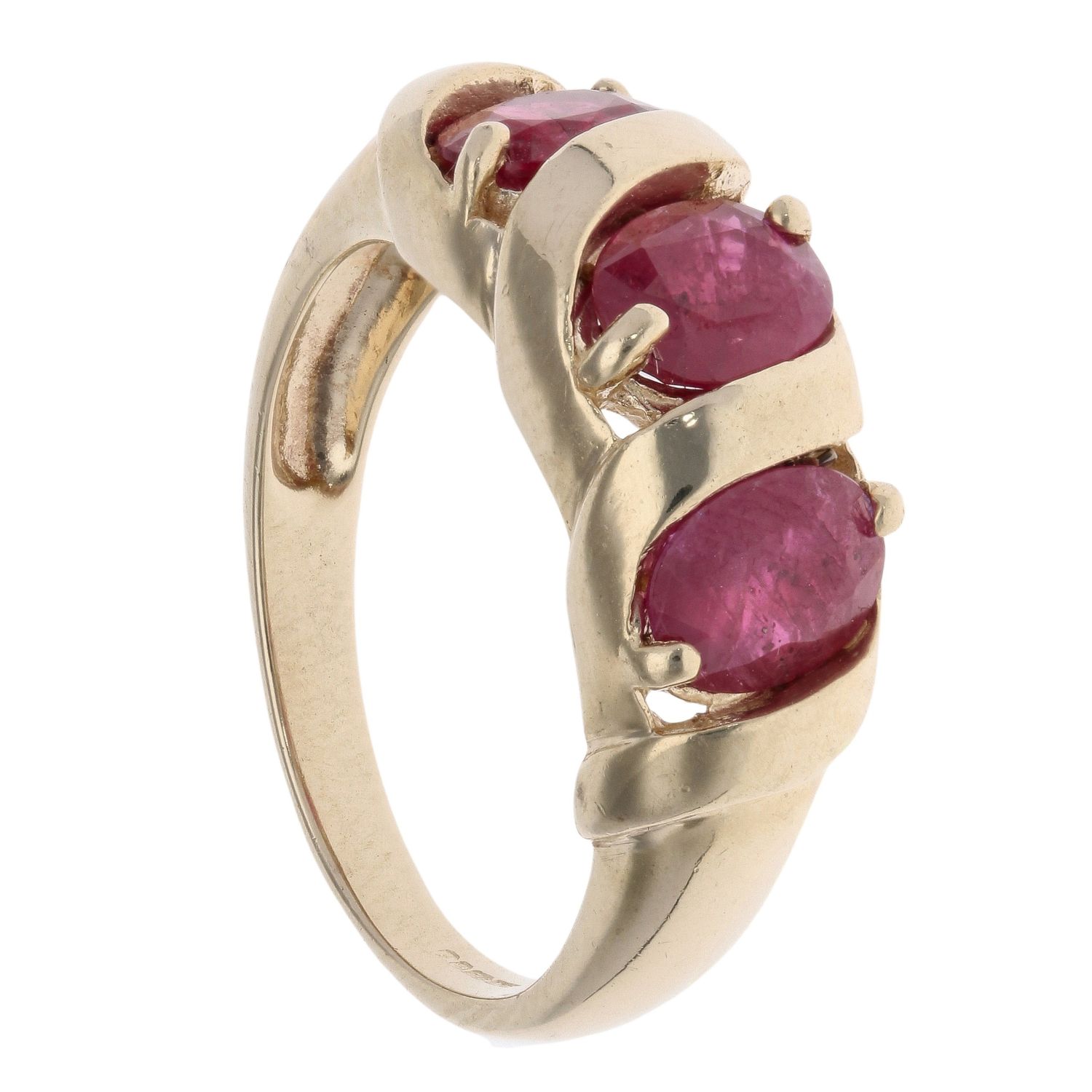 9ct Yellow Gold Three Stone Ruby Ring RAMS741311183005 | Ramsdens Jewellery