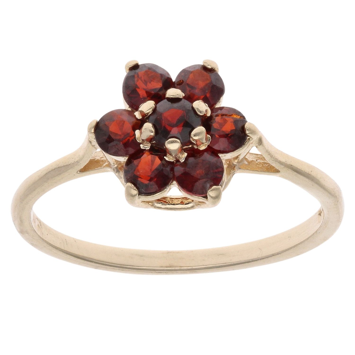 9ct Yellow Gold Garnet Cluster Ring RAMS136365413027 | Ramsdens Jewellery