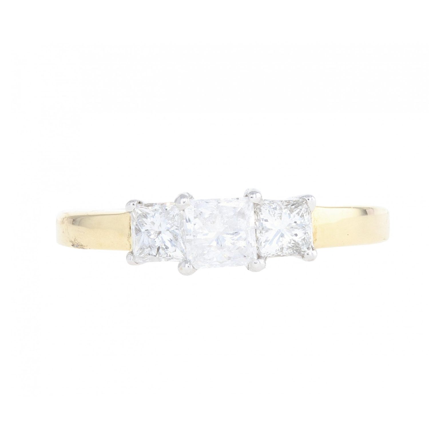 18ct Yellow Gold 1.02ct Princess Cut Diamond Trilogy Ring RAMS1192-4 ...