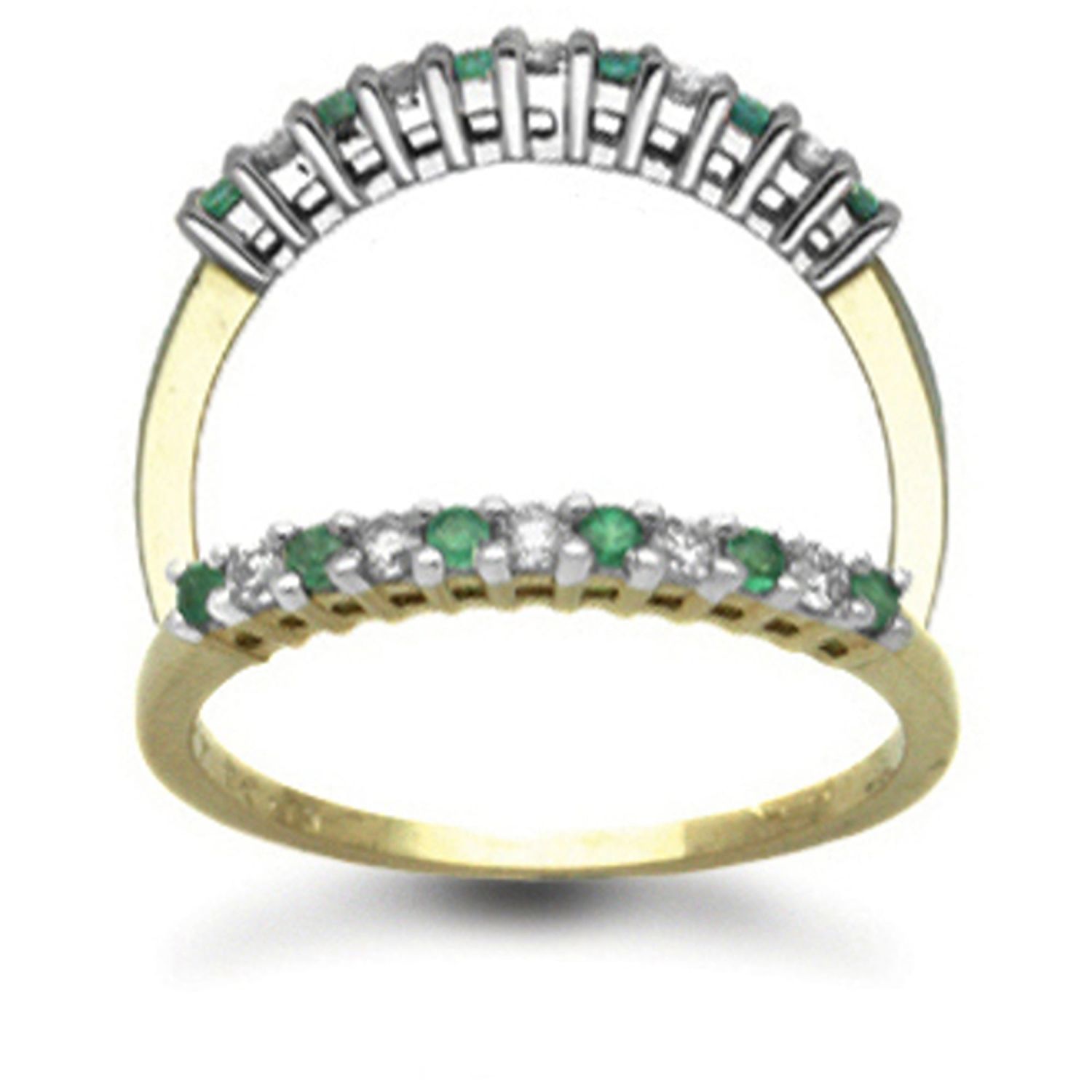 9ct Yellow Gold 0.25ct Emerald And Diamond Half Eternity Ring RAMS9R385 ...