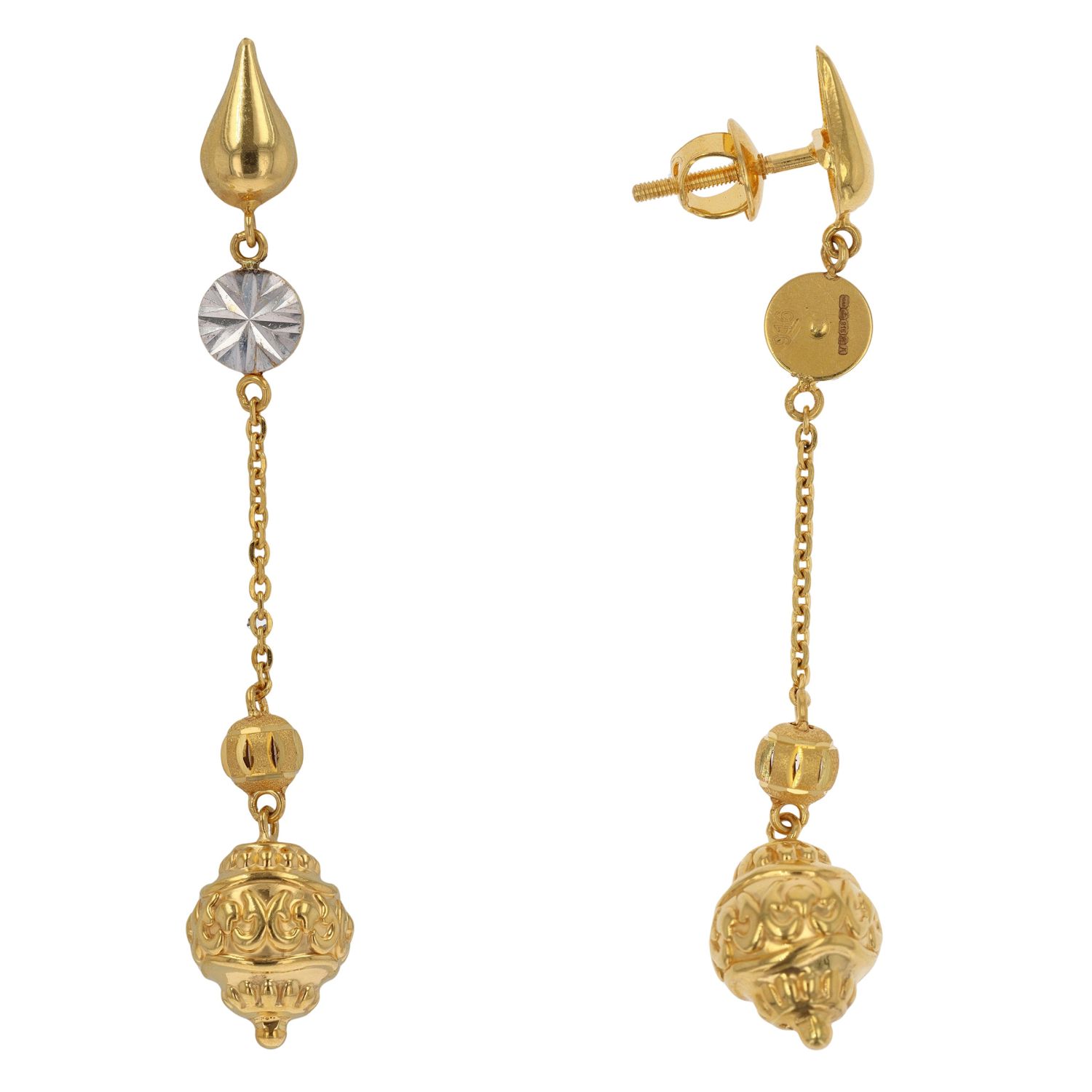 22ct Yellow and White Gold Fancy Drop Earrings RAMS2450000240 ...