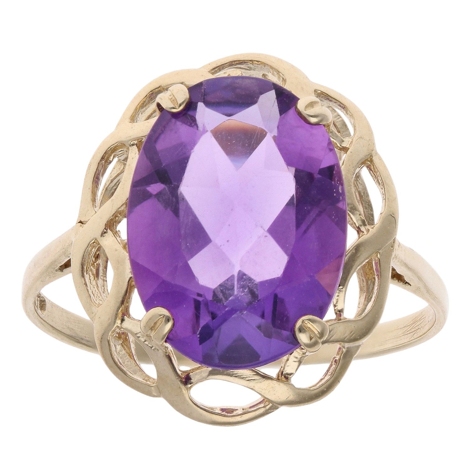 9ct Yellow Gold Amethyst Solitaire Ring RAMS209103934402 | Ramsdens ...