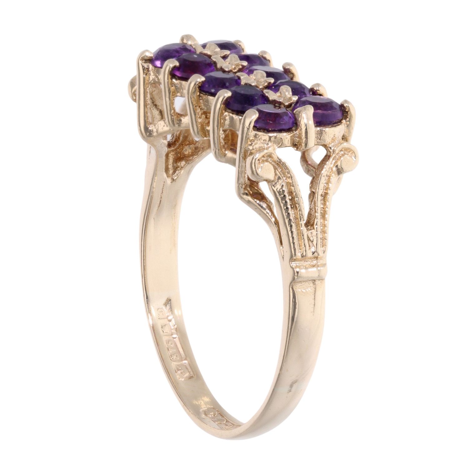 9ct Yellow Gold Amethyst Cluster Ring | Ramsdens Jewellery