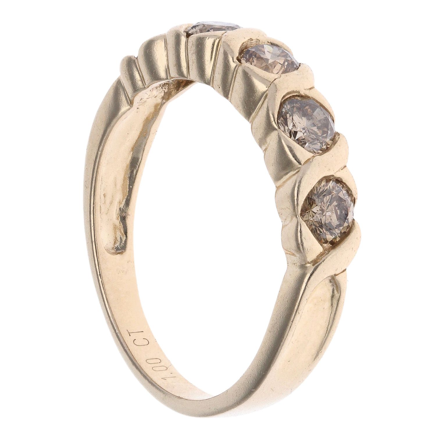 9ct Yellow Gold 1.00ct Brown Diamond Five Stone Ring RAMS946332890076 ...