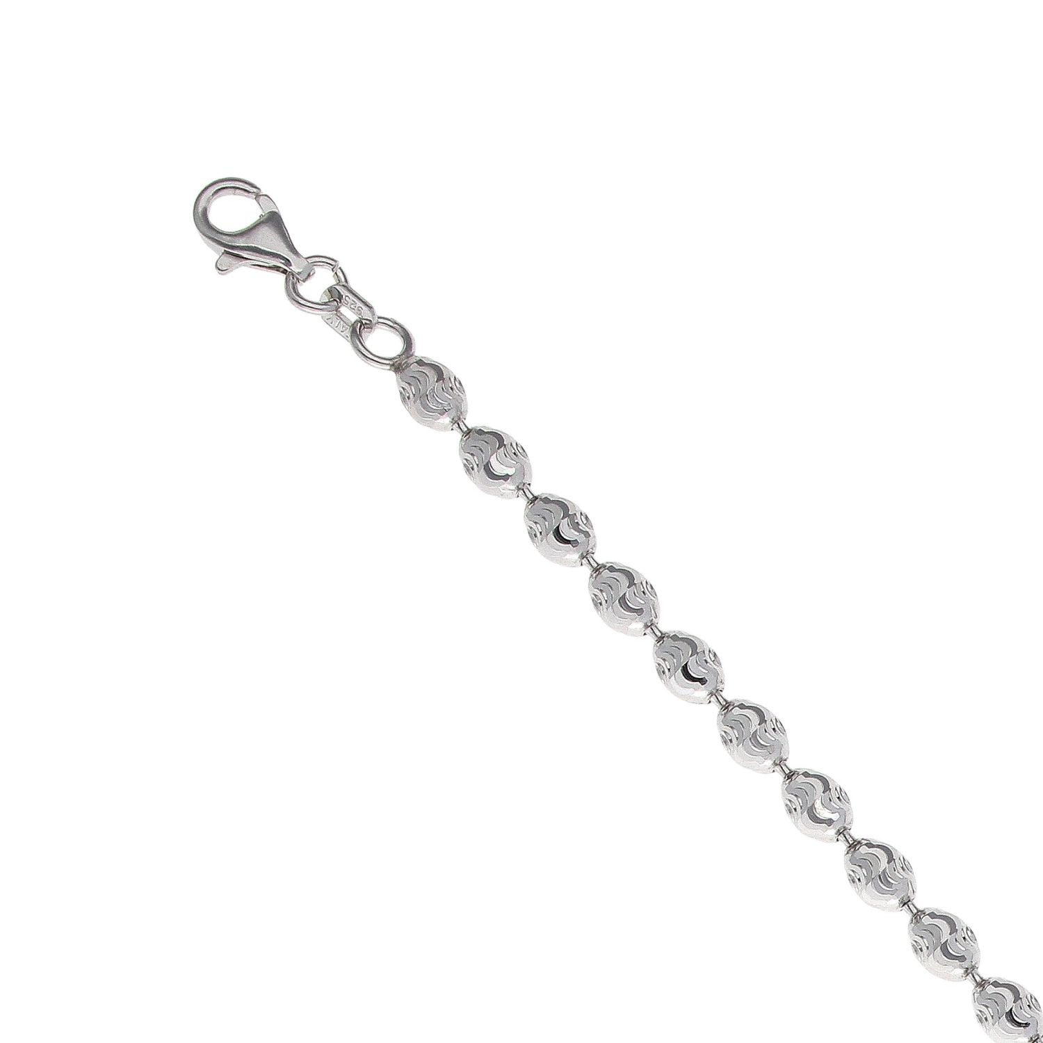 Silver Diamond Cut Bead Bracelet 7" By Icesia RAMS4690000113 | Ramsdens ...