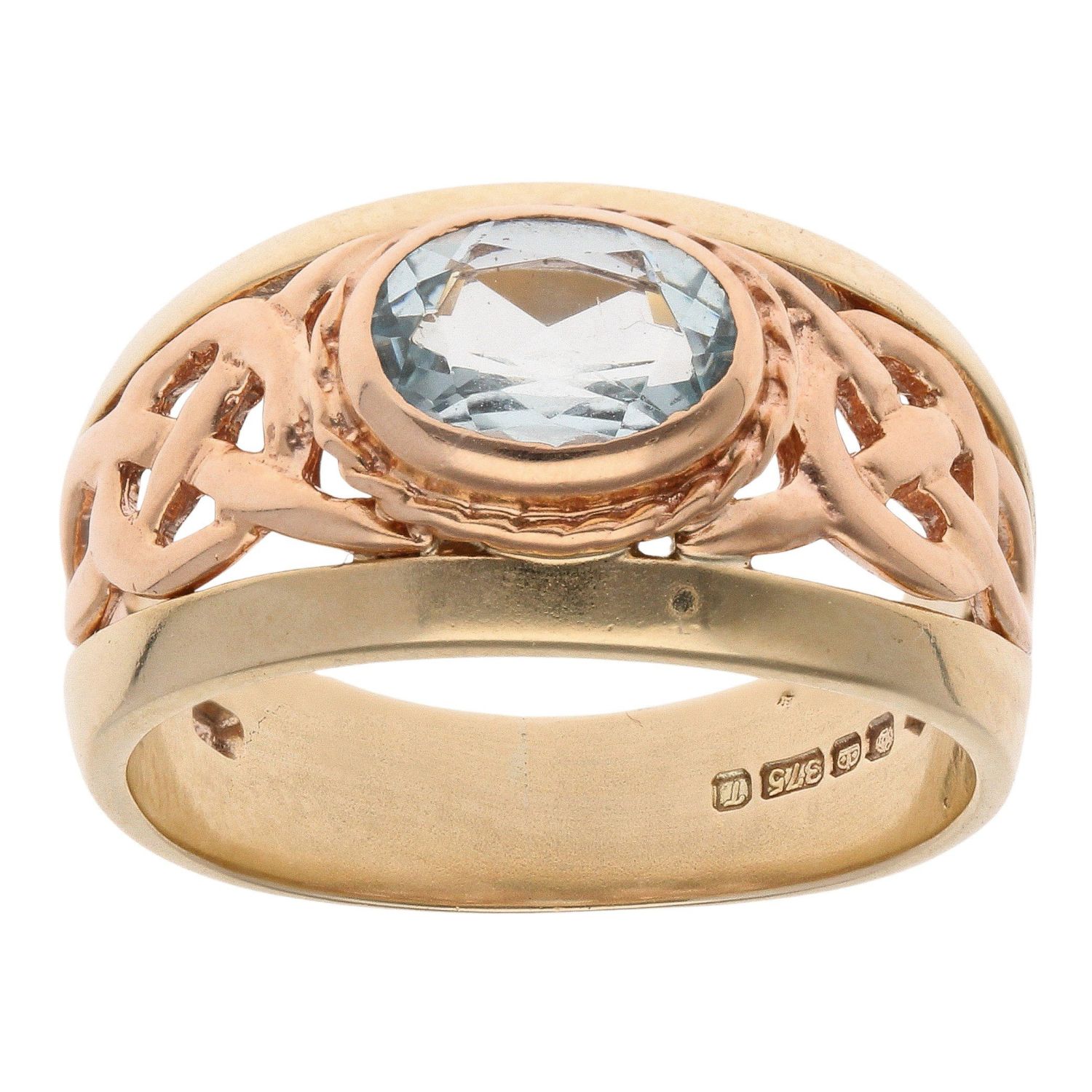 9ct Yellow And Rose Gold Aquamarine Clogau Single Stone Ring ...