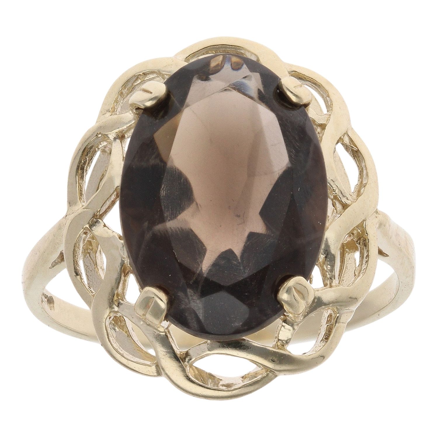 9ct Yellow Gold Smoky Quartz Solitaire Ring RAMS760360228002 | Ramsdens ...