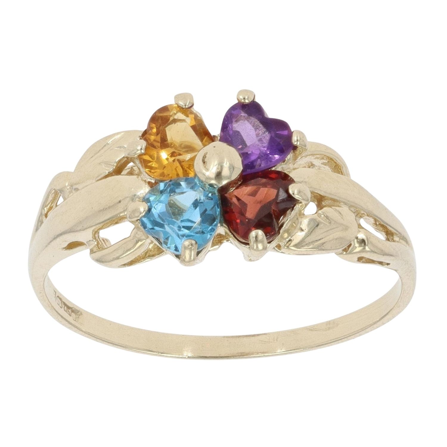 9ct Yellow Gold Multi-Gemstone Cluster Ring RAMS183353151010 | Ramsdens ...