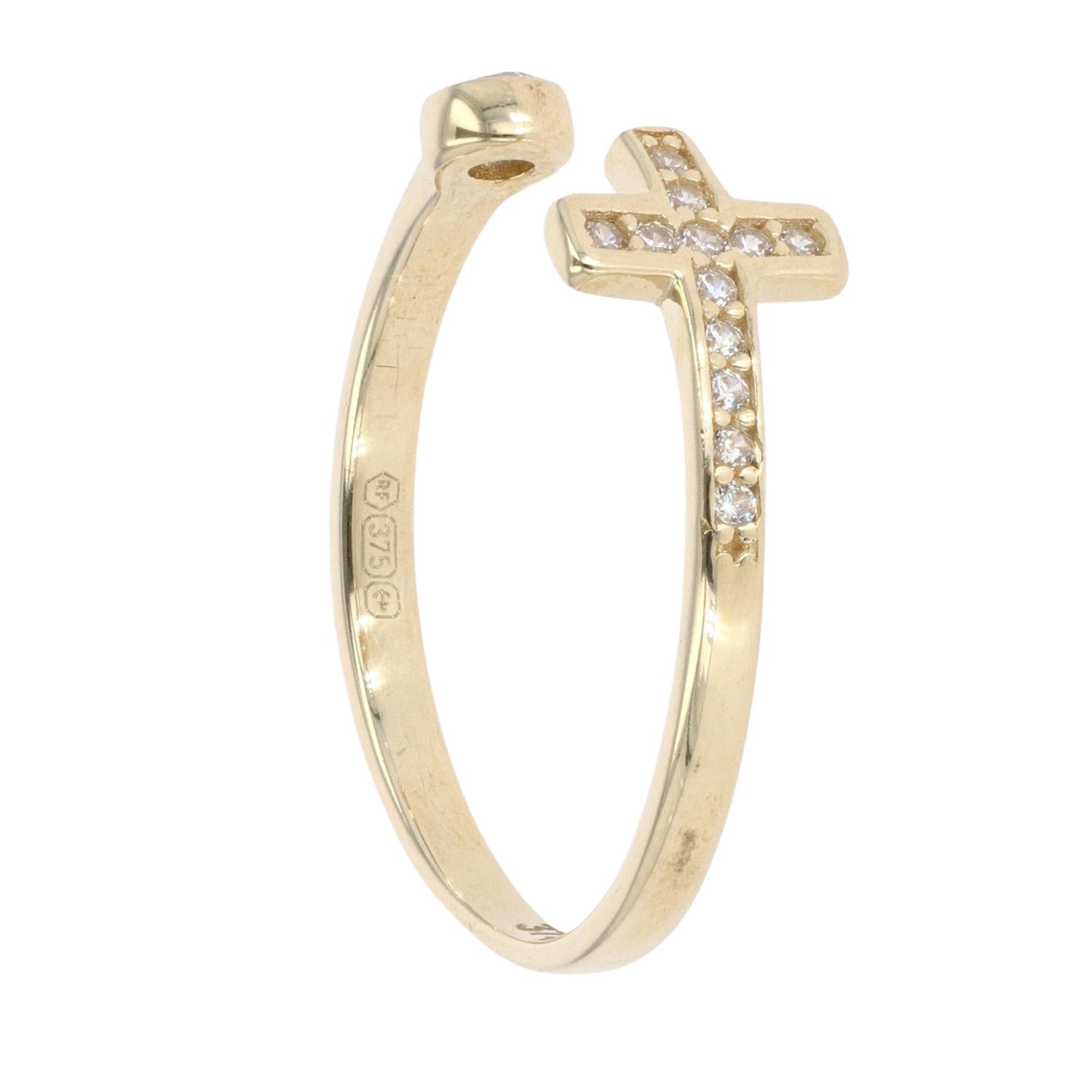 9ct Yellow Gold Cross Torque Ring RAMS3950000007-P | Ramsdens Jewellery