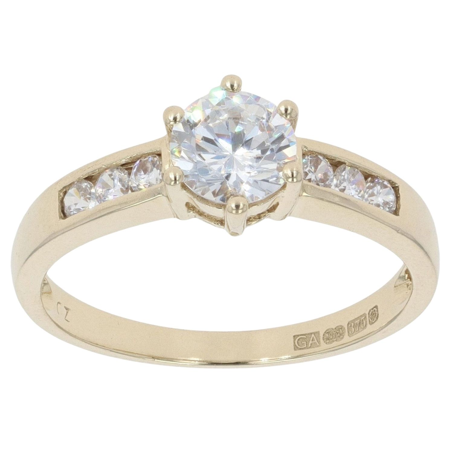 9ct Yellow Gold Cubic Zirconia Solitaire Ring RAMS946352365020 ...