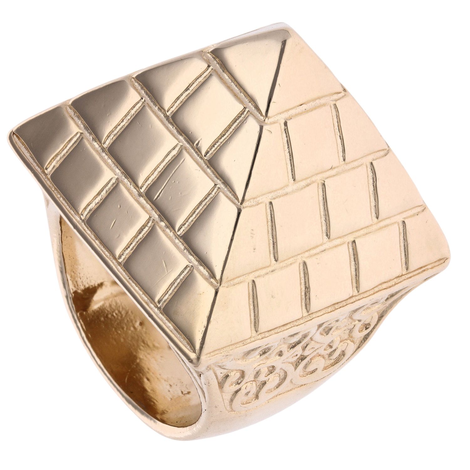 9ct Yellow Gold Pyramid Signet Ring RAMS767336080002 | Ramsdens Jewellery