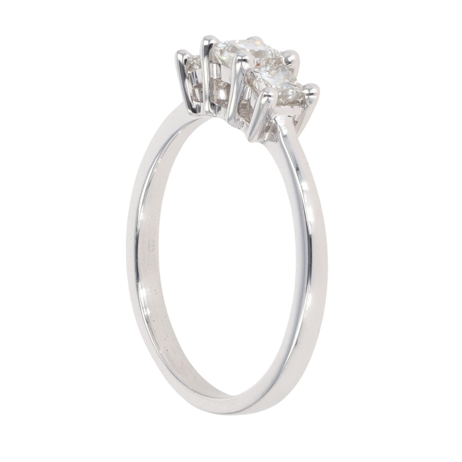 18ct White Gold 0.50ct Princess Cut Diamond Trilogy Ring ...