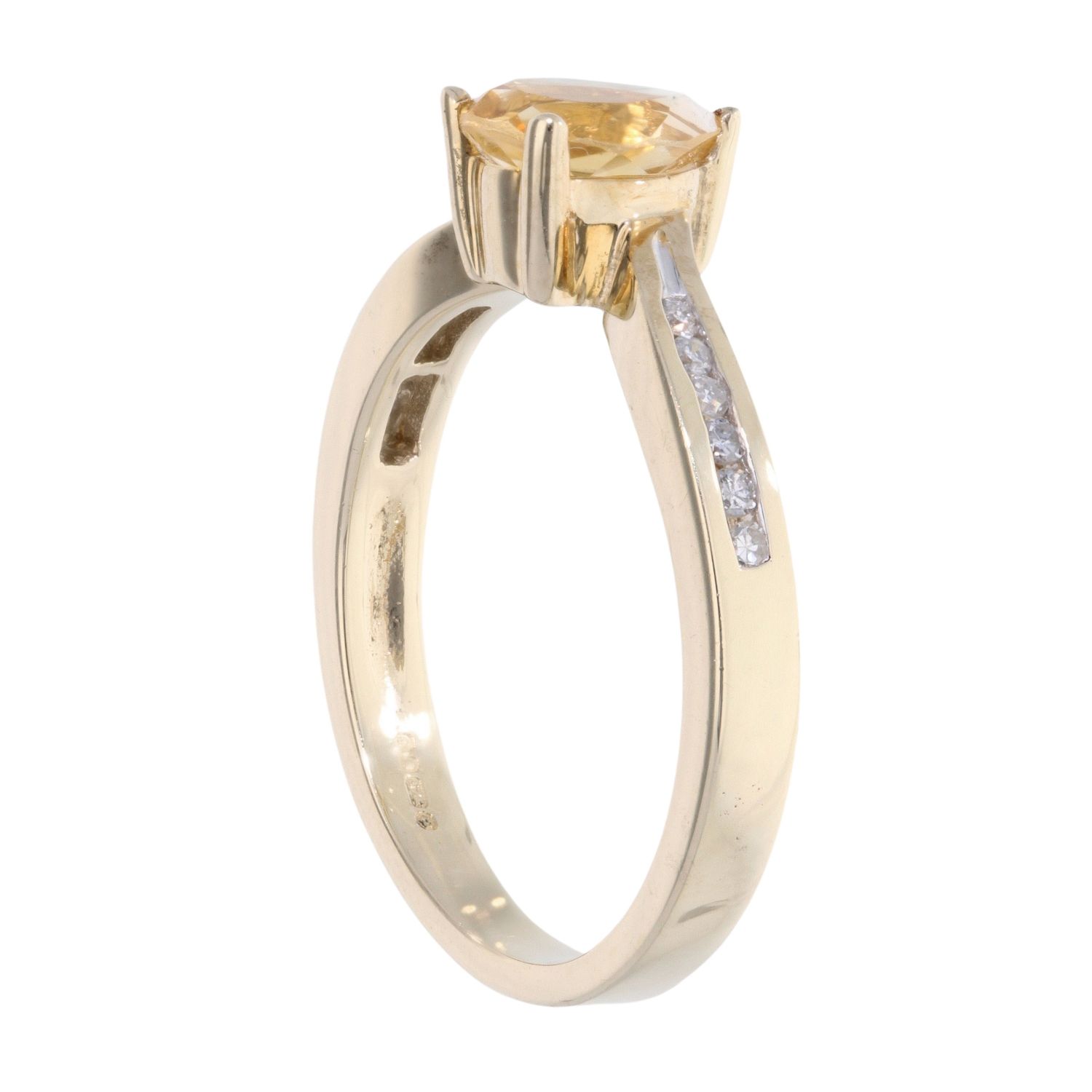 9ct Yellow Gold Created Citrine And Diamond Stone Set Ring ...