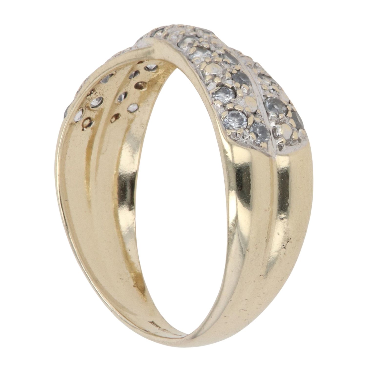 9ct Yellow Gold Cubic Zirconia Crossover Ring RAMS984369064013 ...