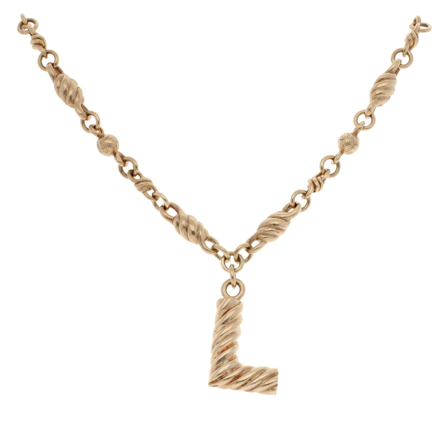 9ct Yellow Gold Initial L Pendant And Chain 18" RAMS142286730008 ...