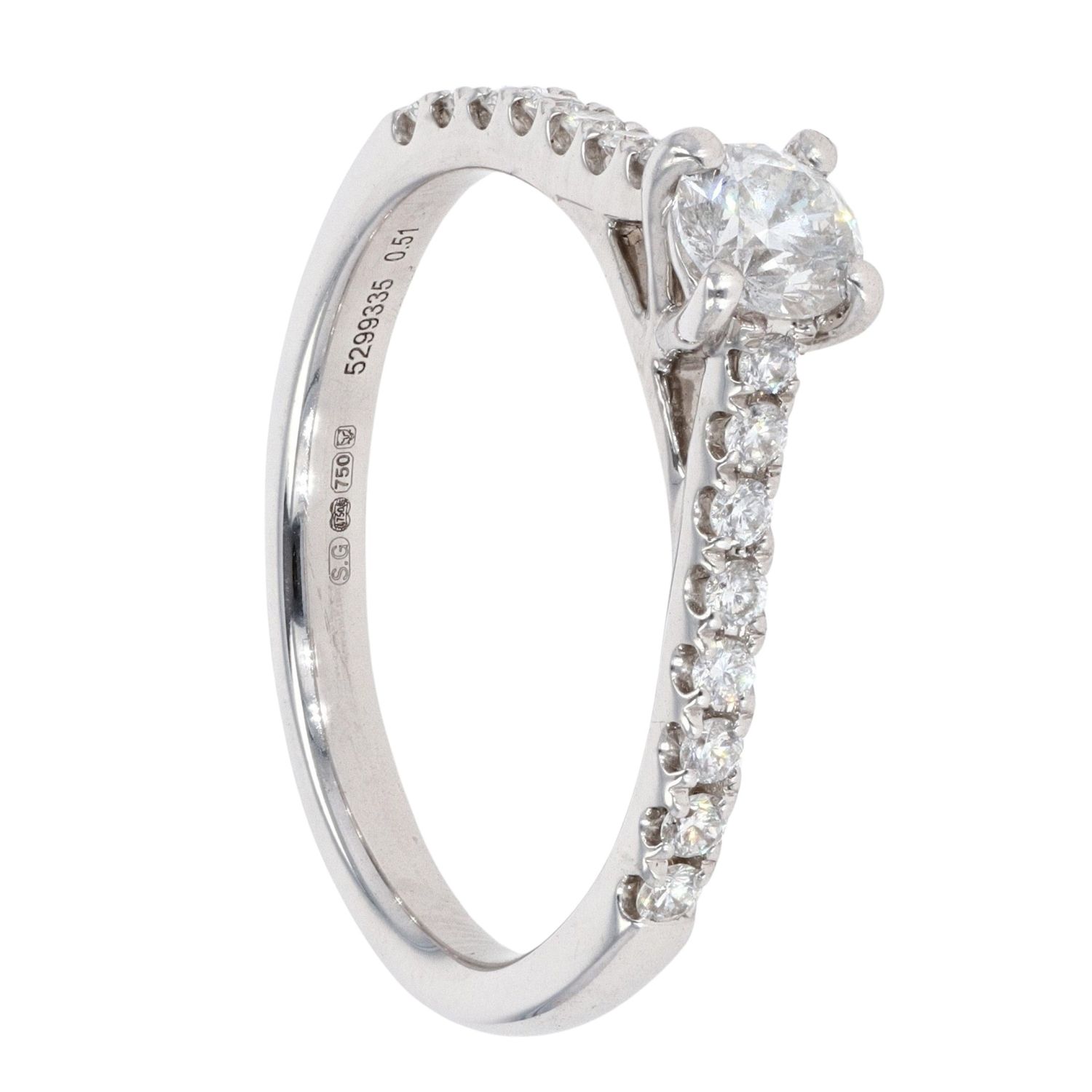 18ct White Gold 0.51ct Diamond Solitaire Ring | Ramsdens Jewellery